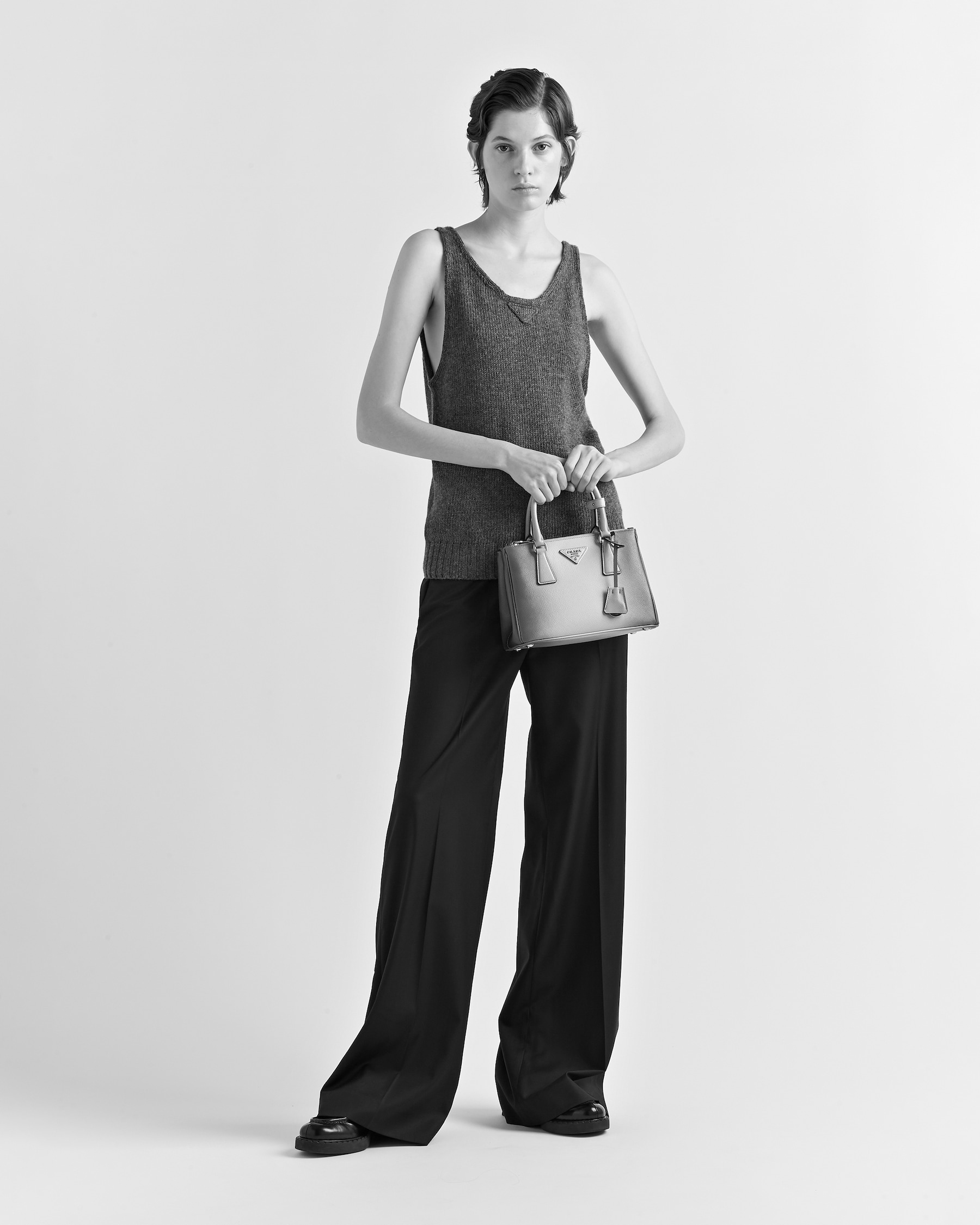 Gradient Slate Gray Small Prada Galleria Ombré Saffiano Leather Bag | PRADA