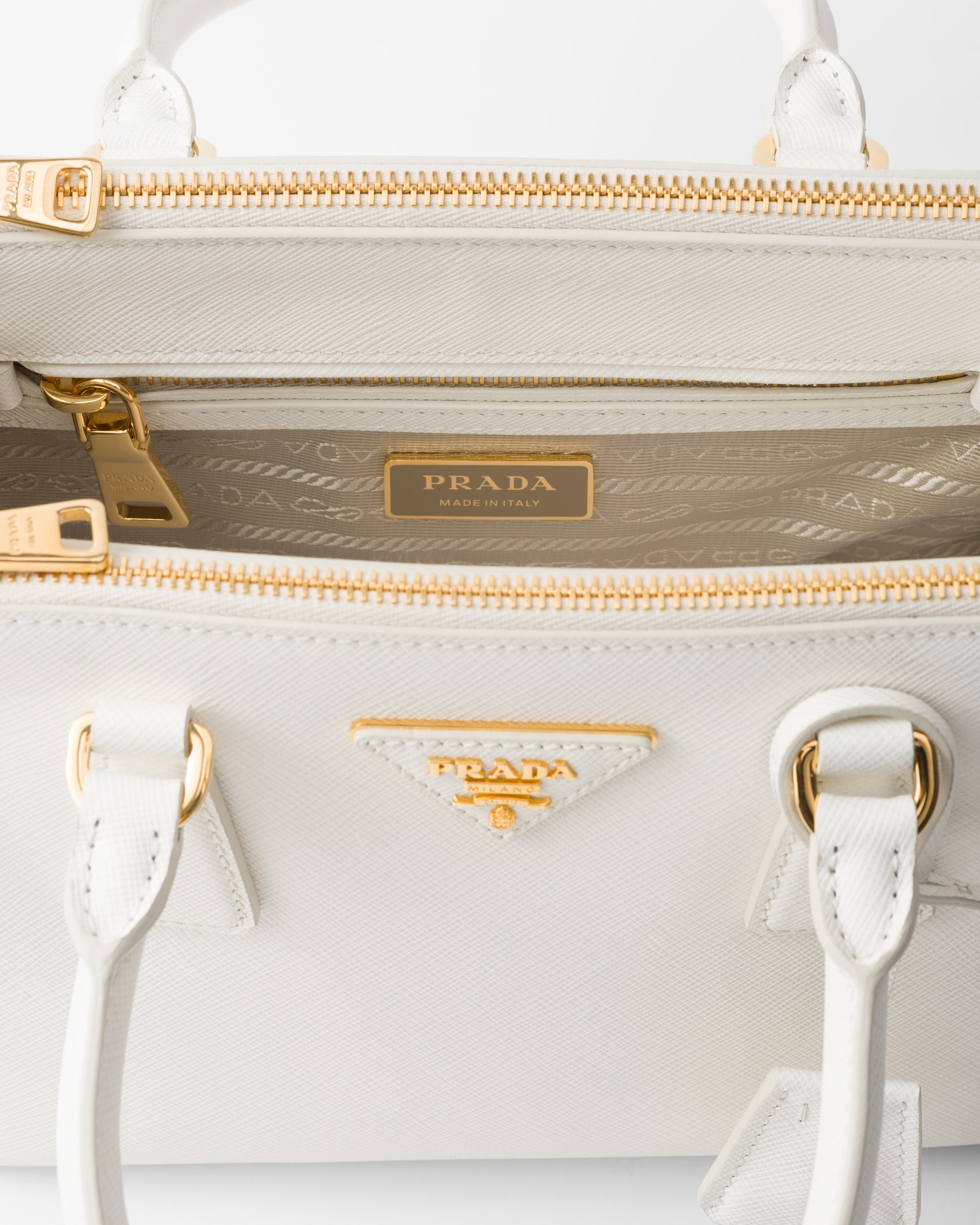 White Small Prada Galleria Saffiano Leather Bag | PRADA