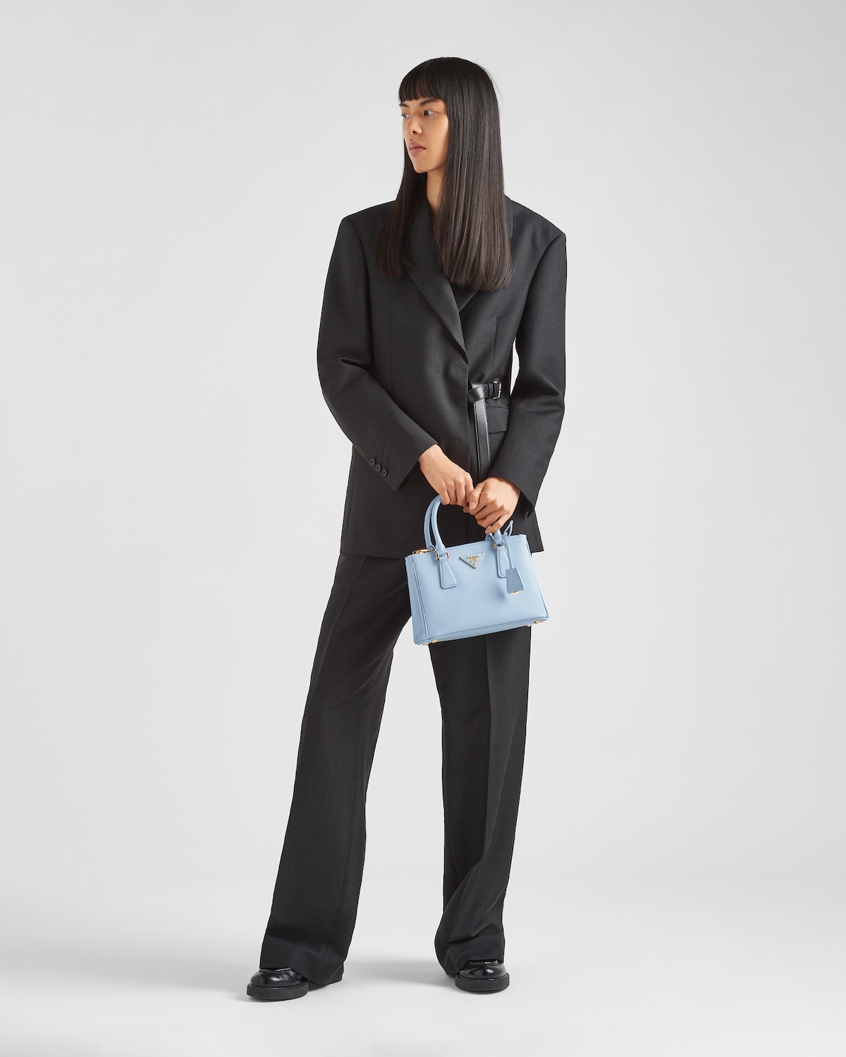 Light Blue Small Prada Galleria Saffiano Leather Bag | PRADA