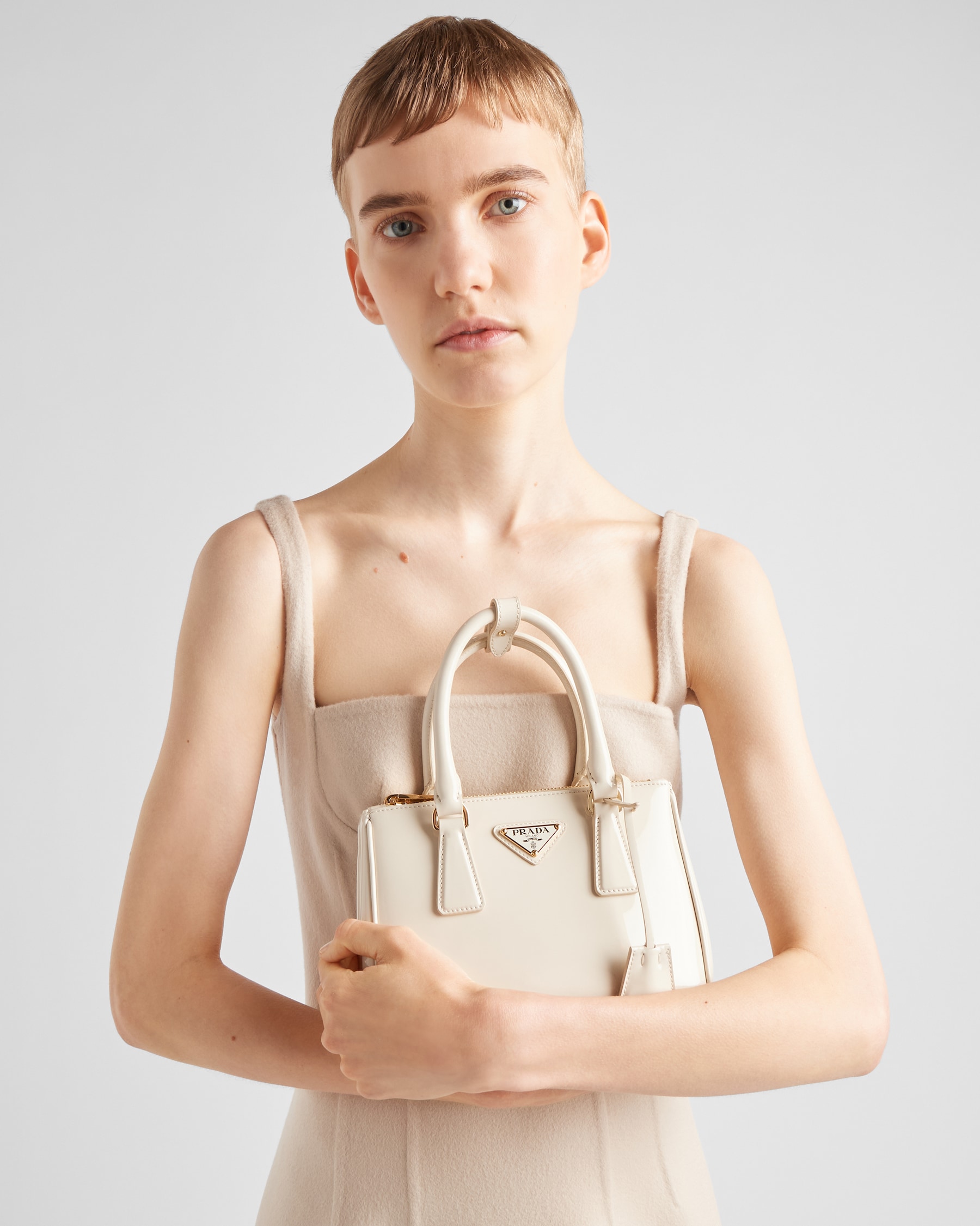 Ivory Prada Galleria Patent Leather Mini Bag | PRADA