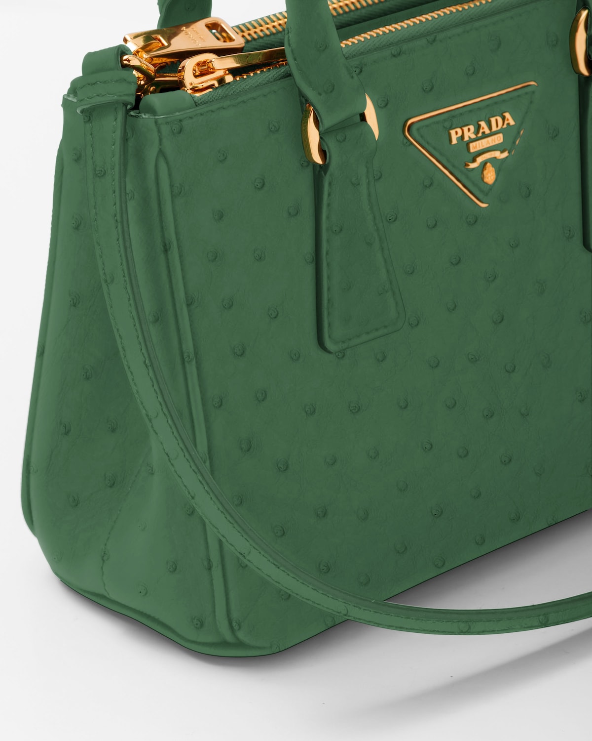 Green Prada Galleria Ostrich Leather Mini-bag | PRADA