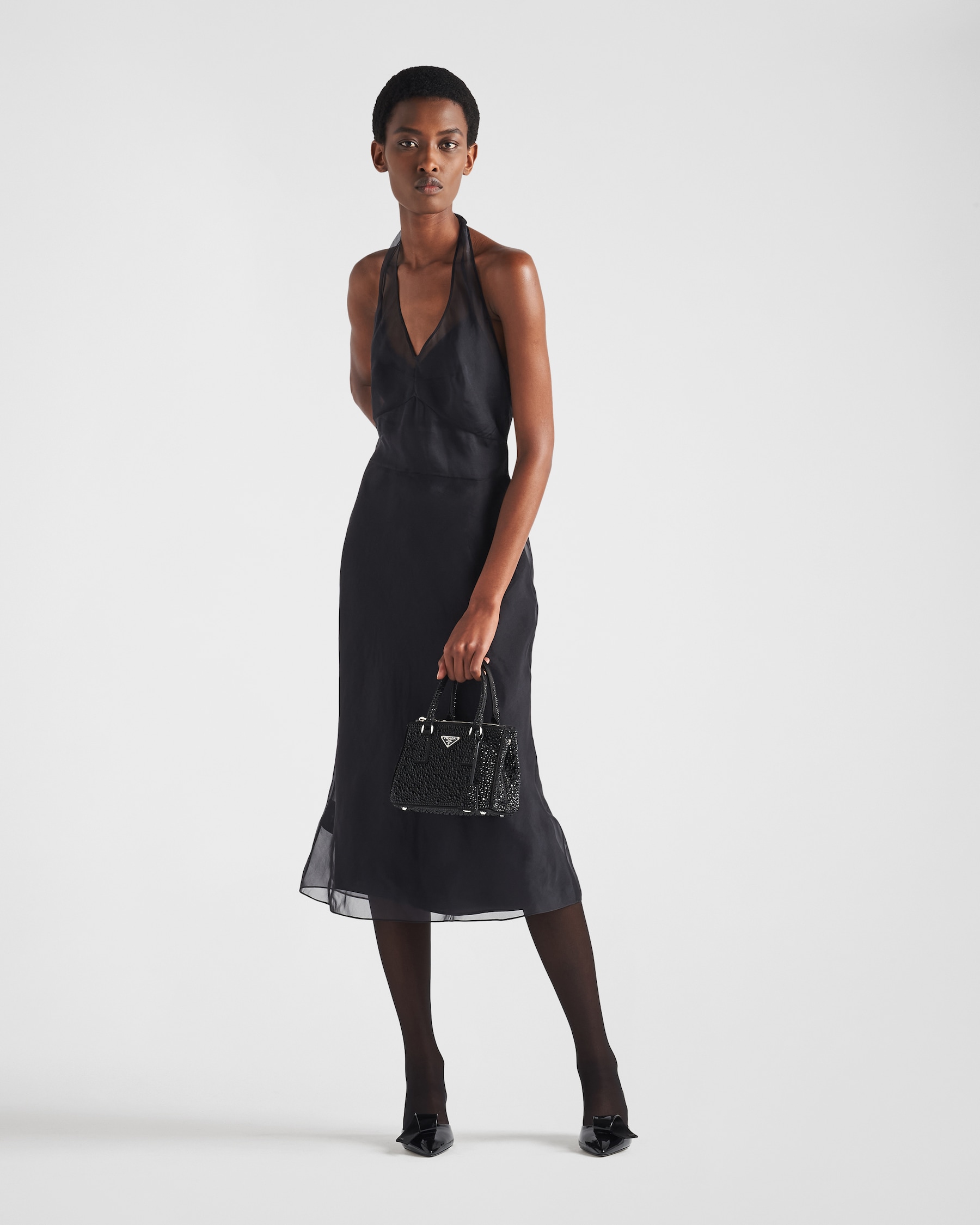 Black Prada Galleria Satin Mini-bag With Crystals | PRADA