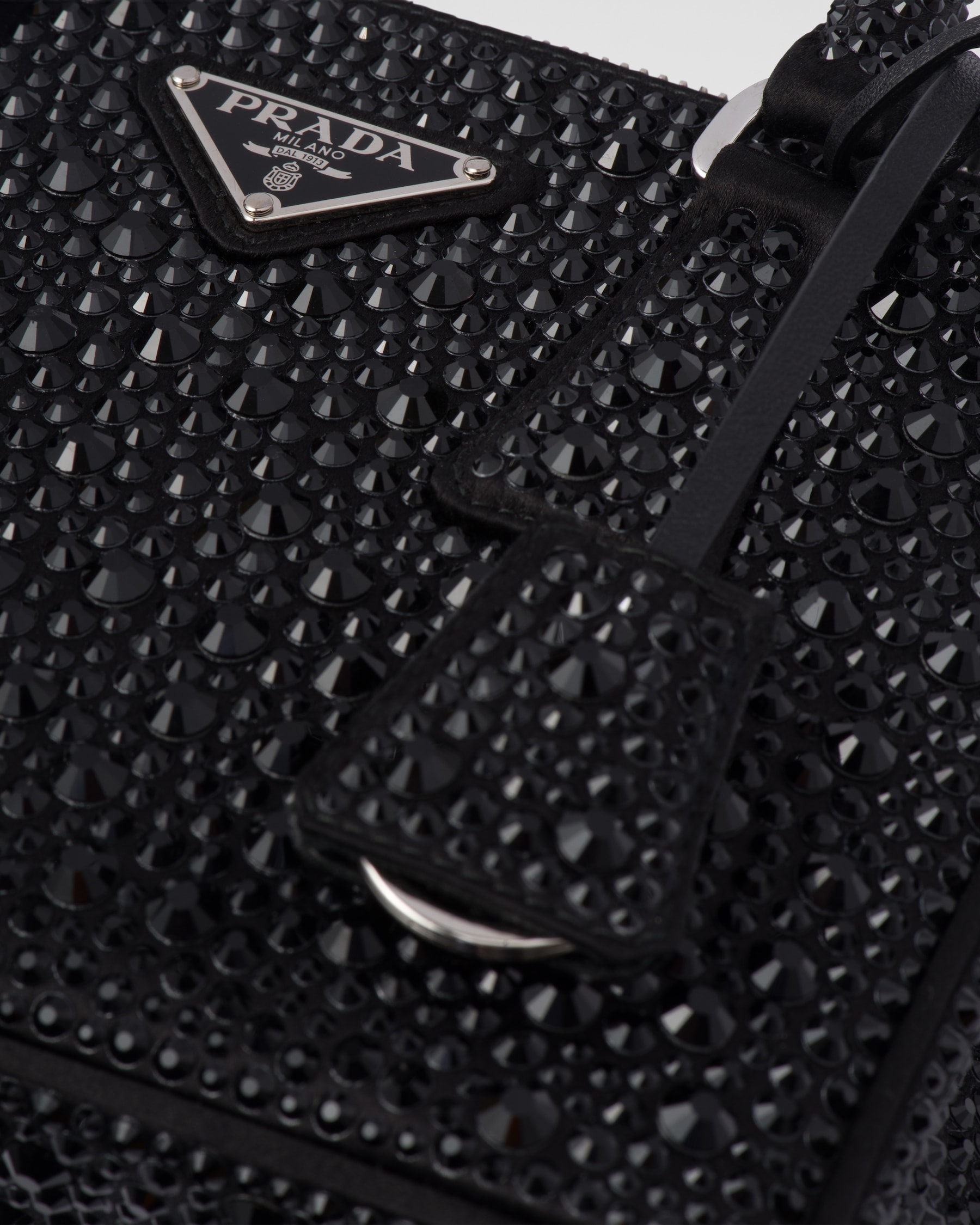 Black Prada Galleria Satin Mini-bag With Crystals | PRADA