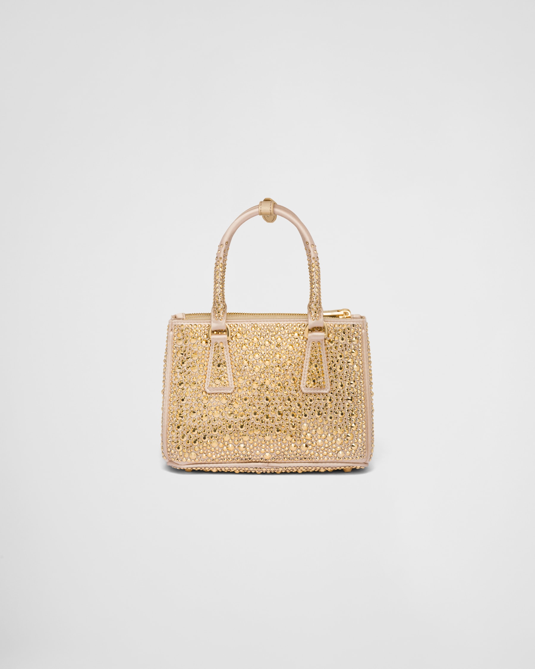 Platinum Prada Galleria Satin Mini-bag With Crystals | PRADA