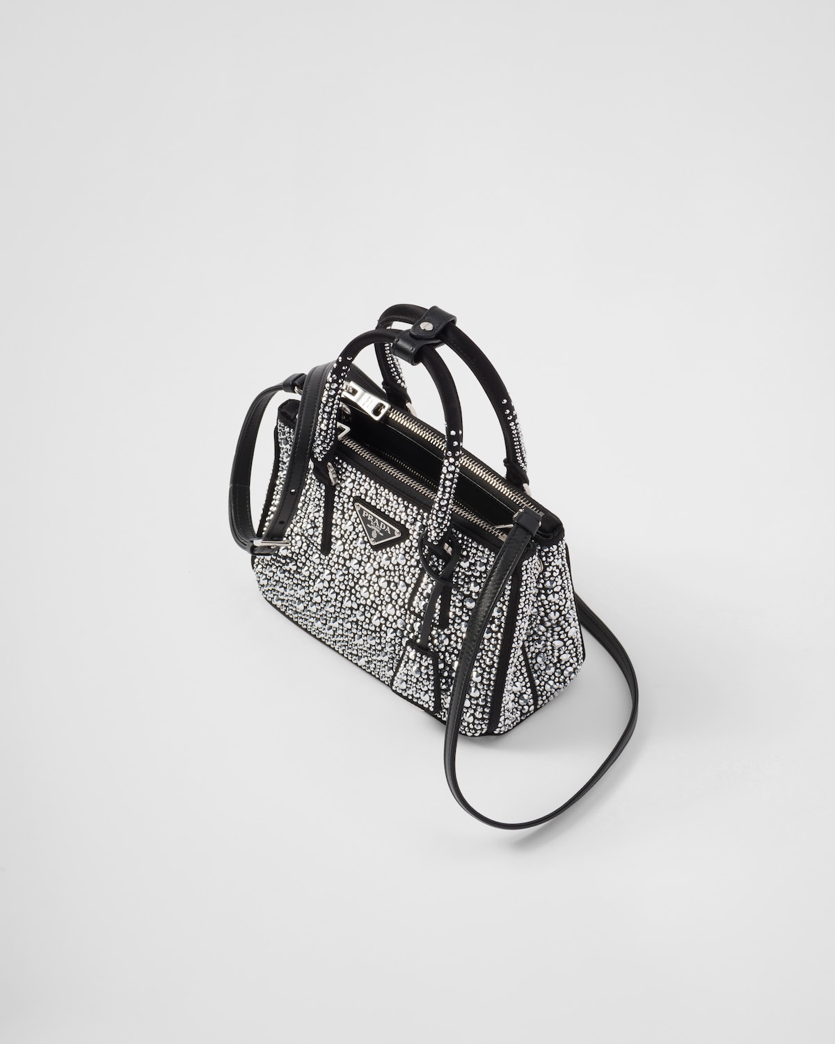 Metal Prada Galleria Satin Mini-bag With Crystals | PRADA
