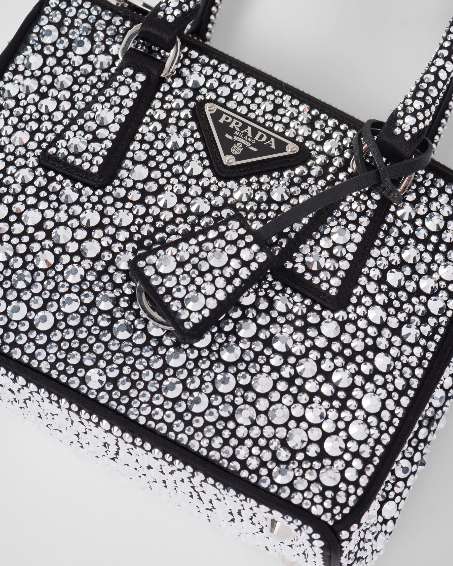 Metal Prada Galleria Satin Mini-bag With Crystals | PRADA