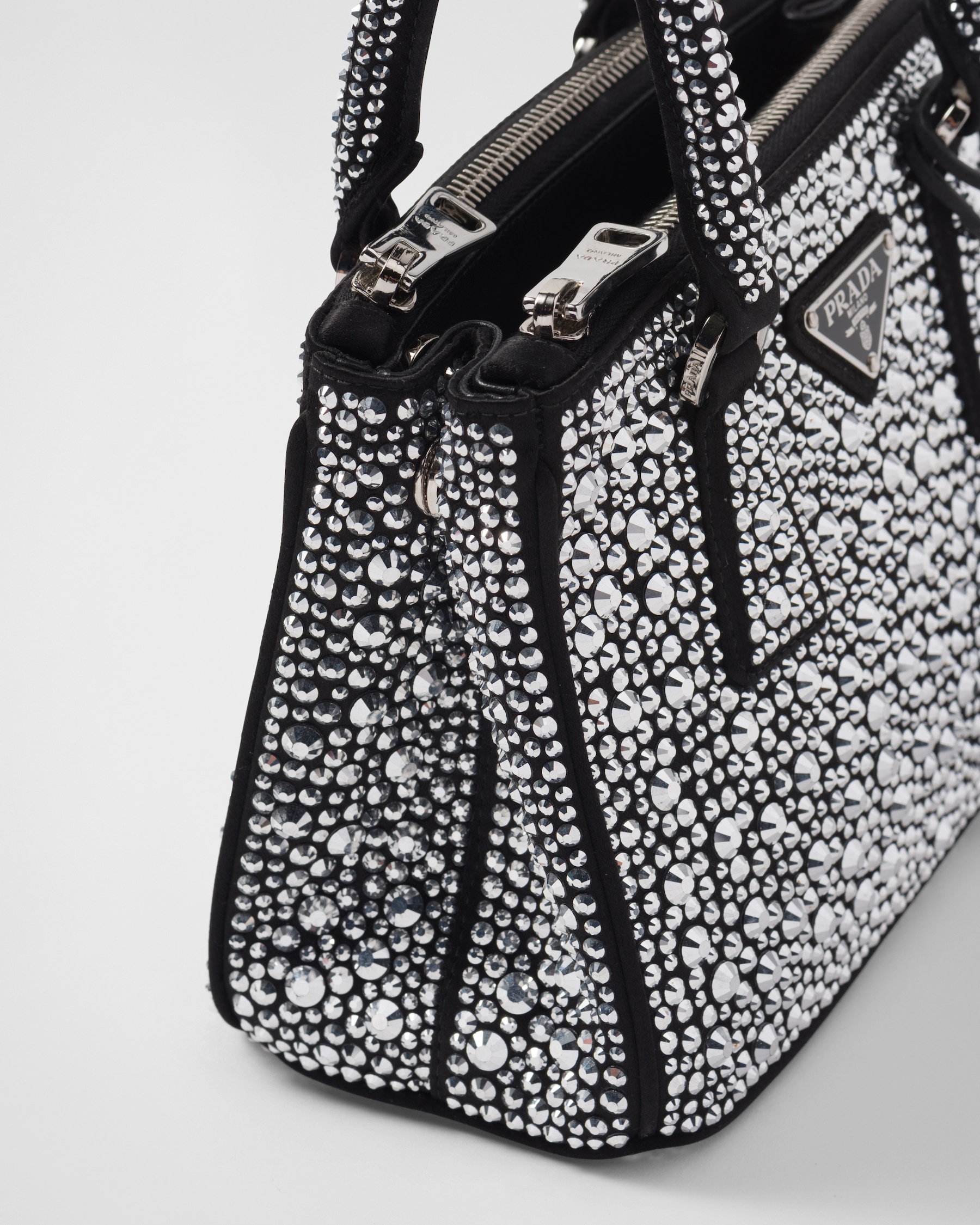 Metal Prada Galleria Satin Mini-bag With Crystals | PRADA