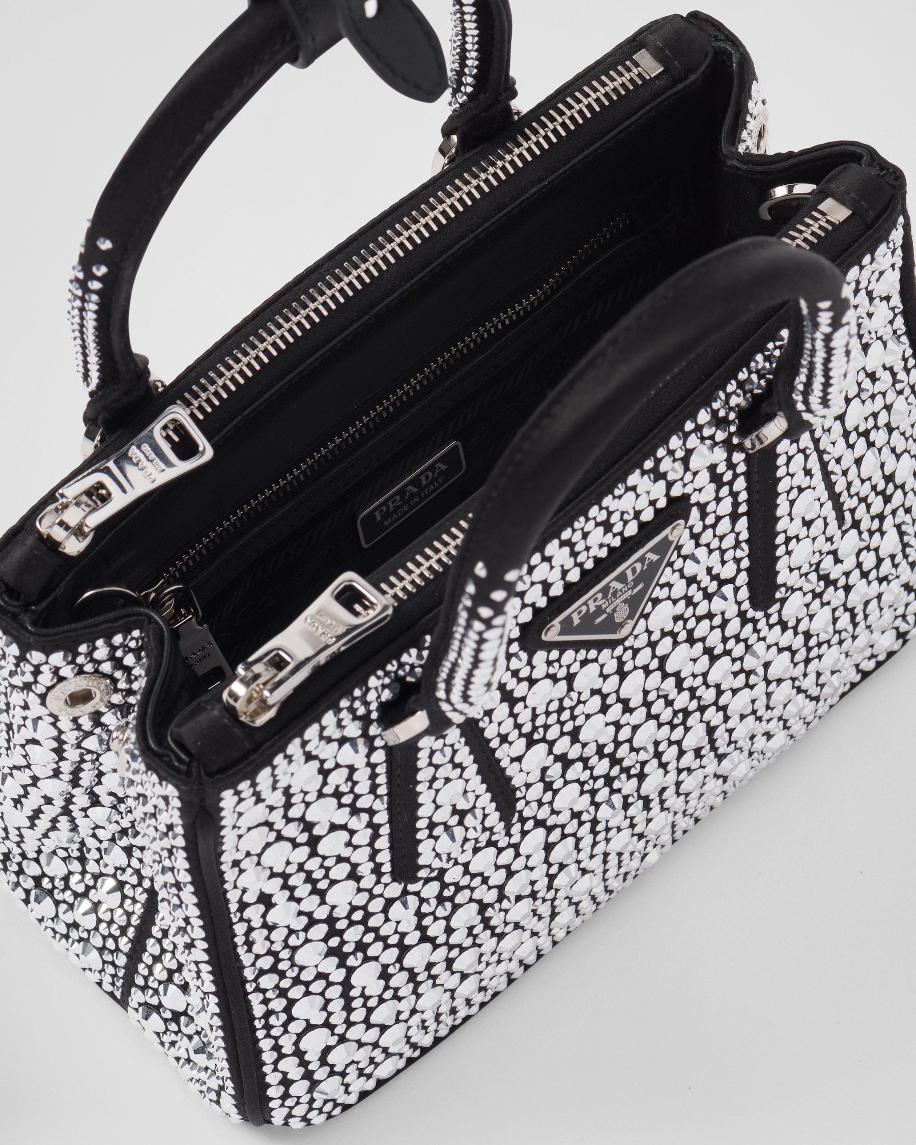 Metal Prada Galleria Satin Mini-bag With Crystals | PRADA
