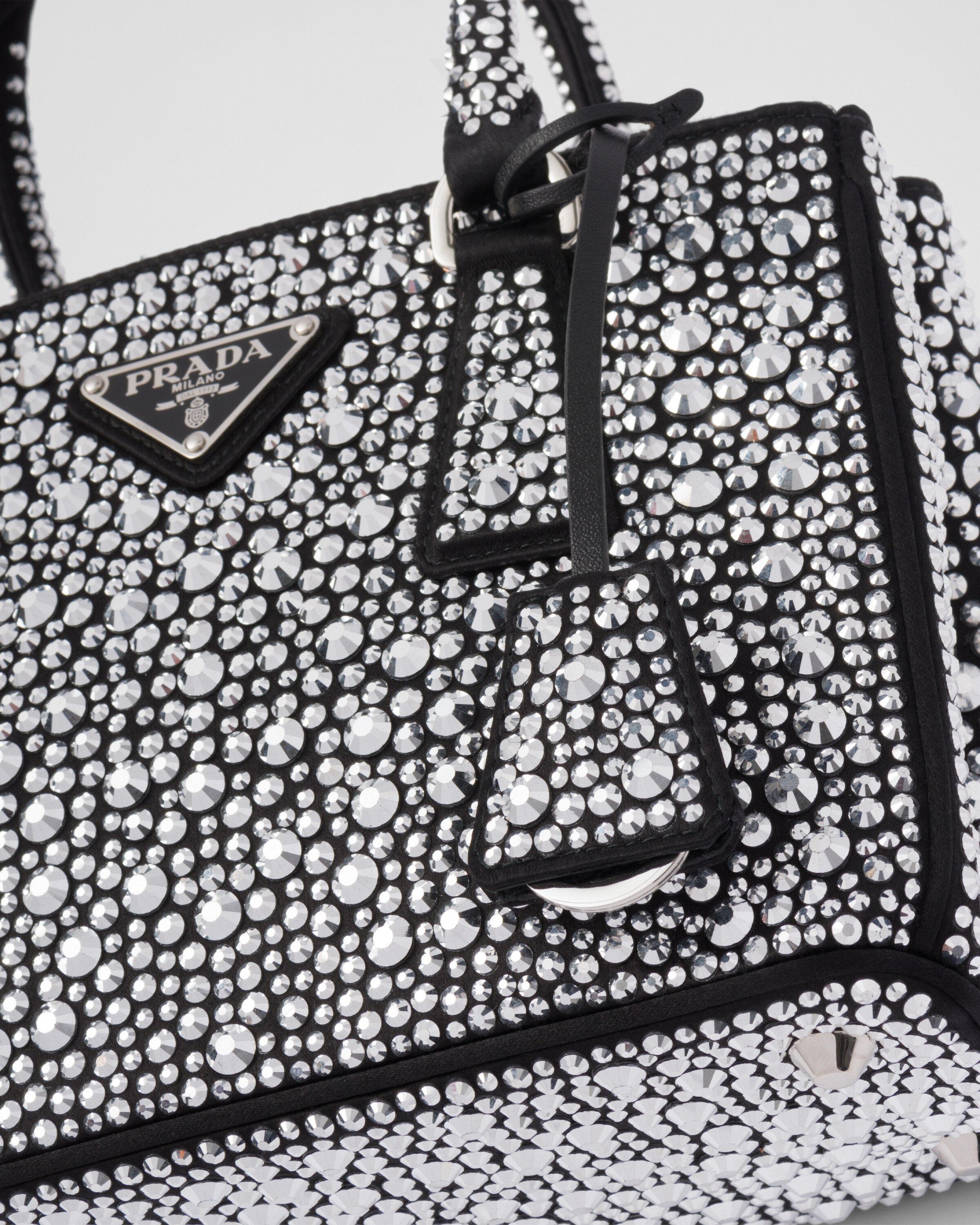 Metal Prada Galleria Satin Mini-bag With Crystals | PRADA