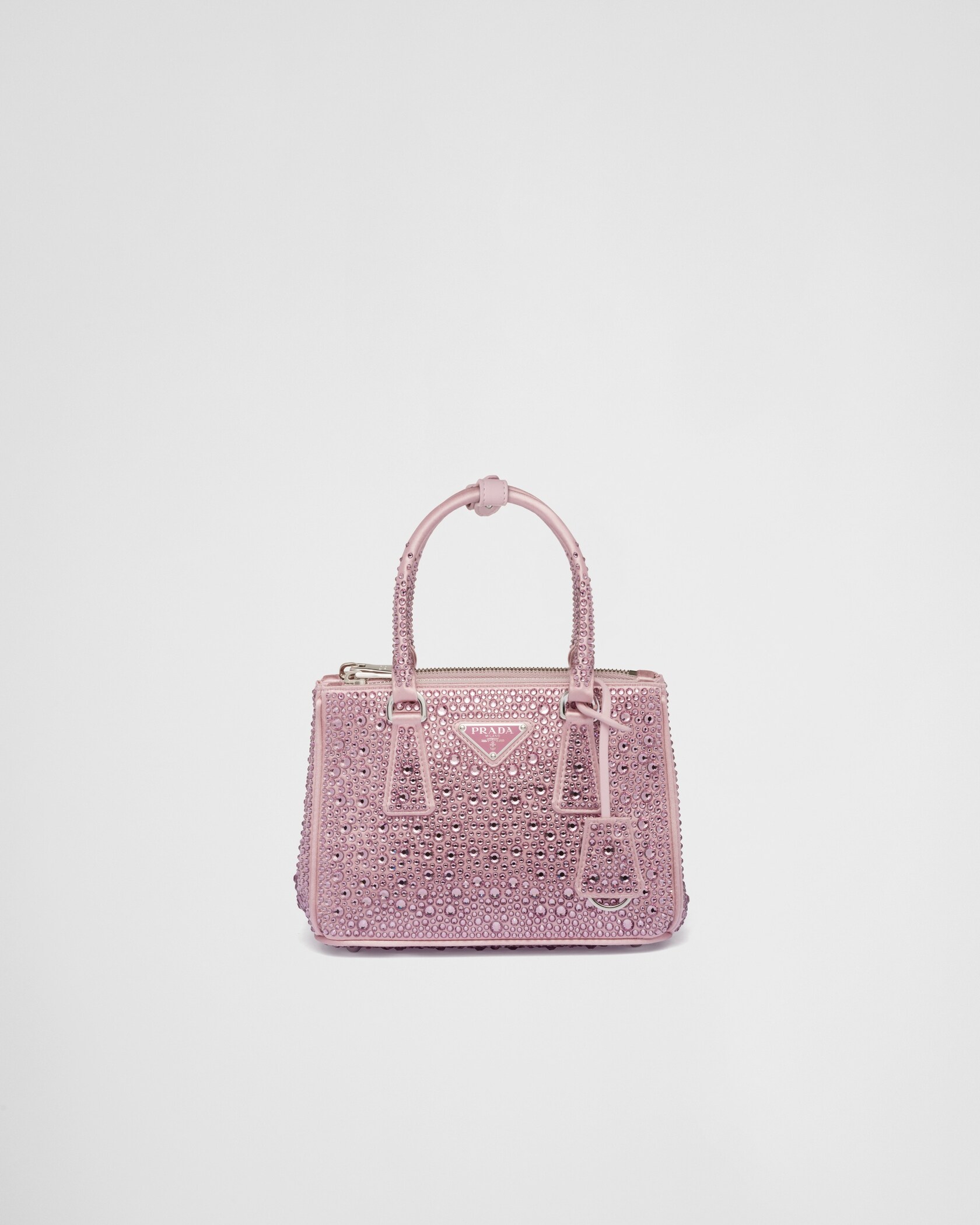 Mini Bolsa Prada Galleria Cetim Com Cristais Rosa Alabastro | PRADA