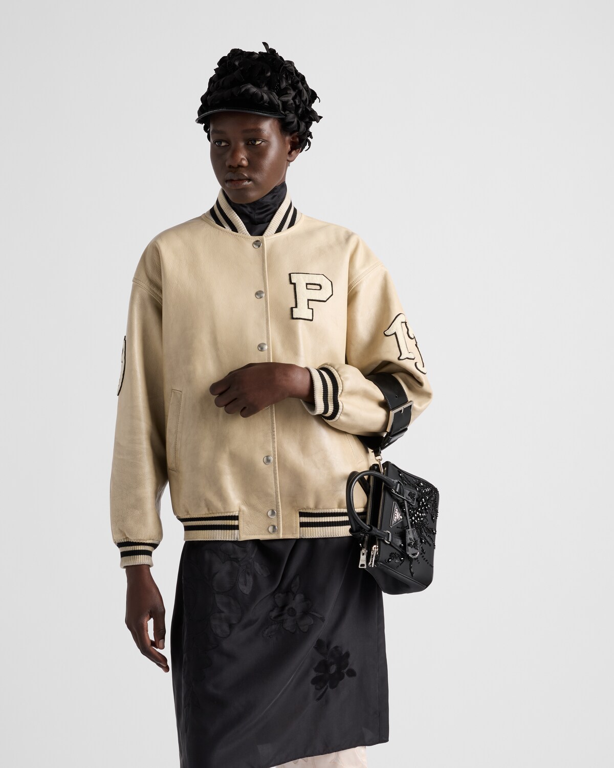 Black Prada Galleria Embroidered Re-nylon And Saffiano Mini-bag | PRADA