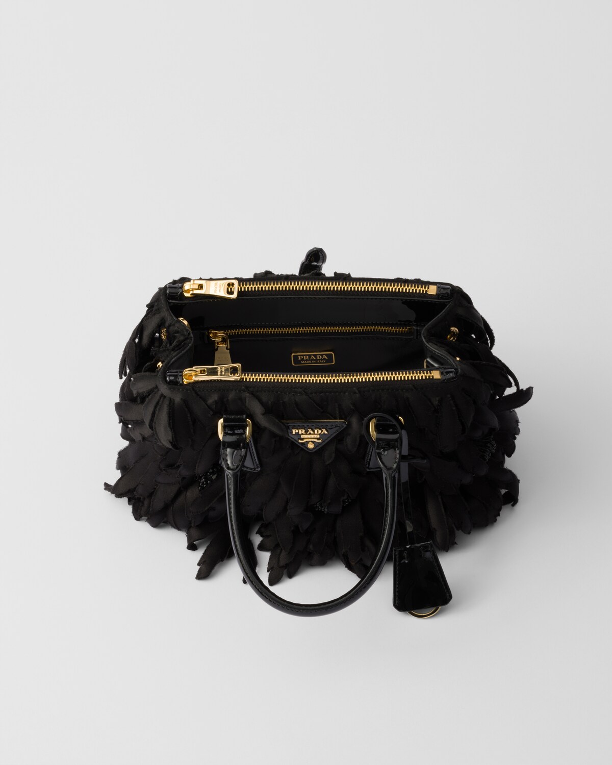 Black Satin And Patent Leather Prada Galleria Mini-bag | PRADA