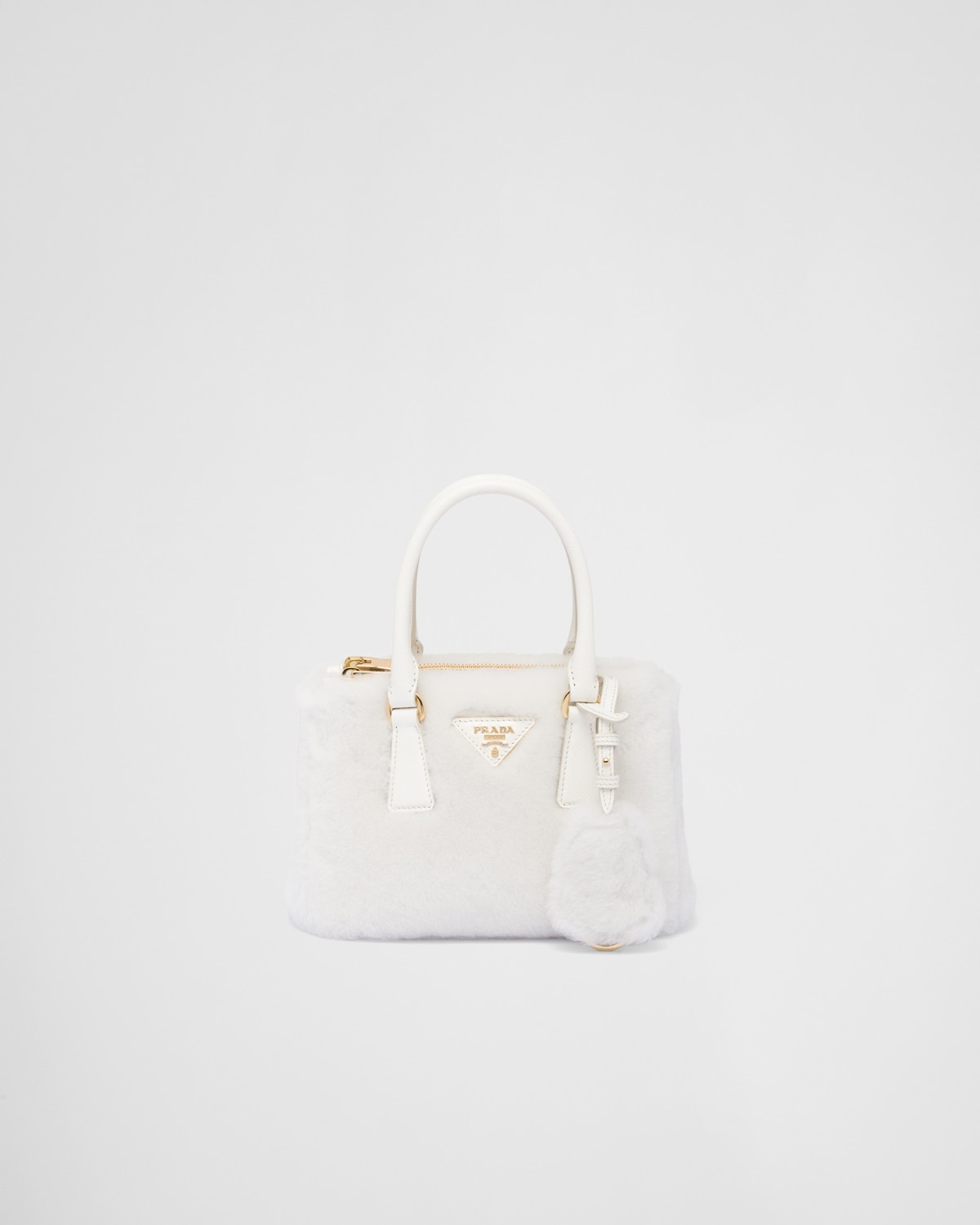 White Prada Galleria Shearling Mini-bag | PRADA
