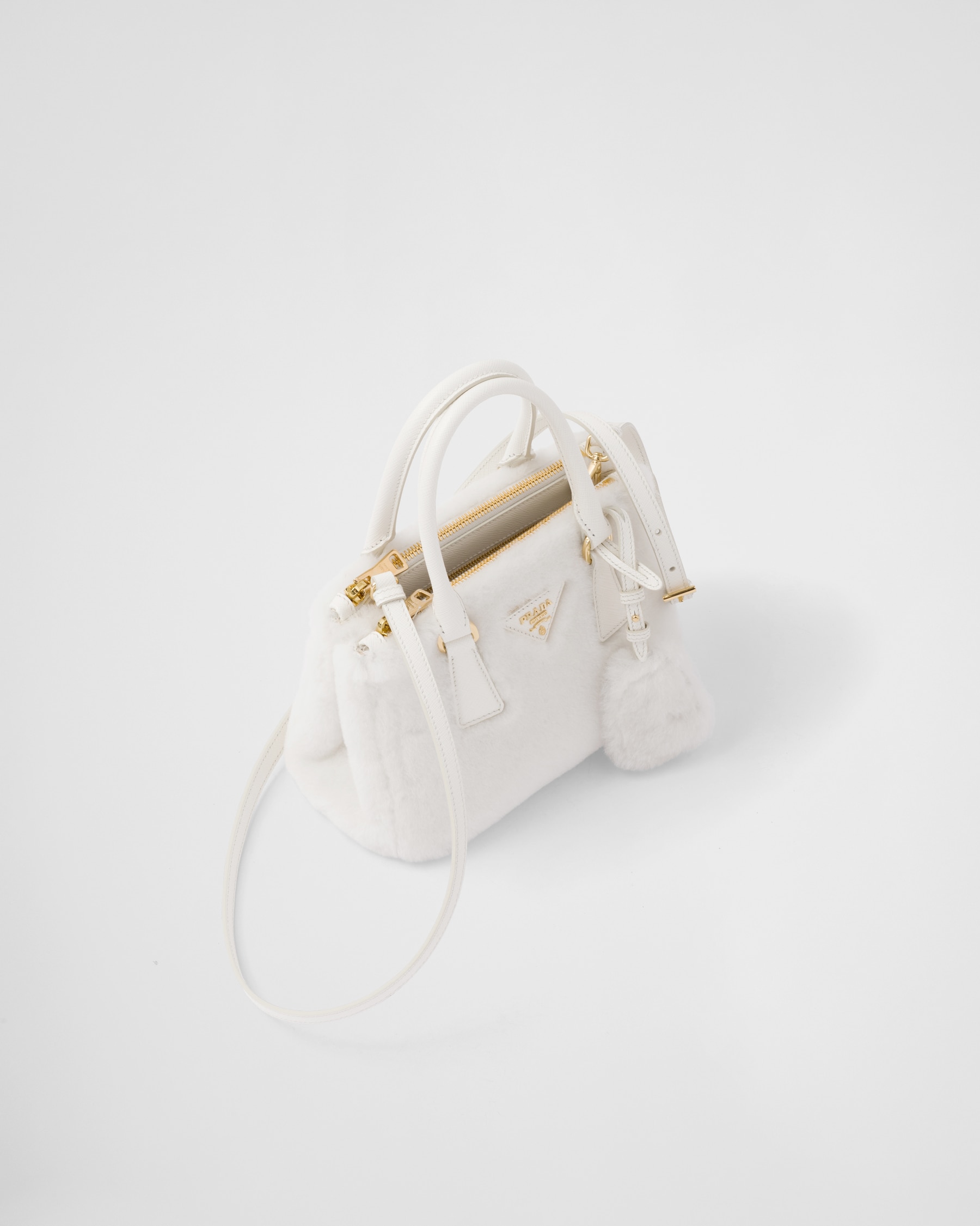 White Prada Galleria Shearling Mini-bag | PRADA