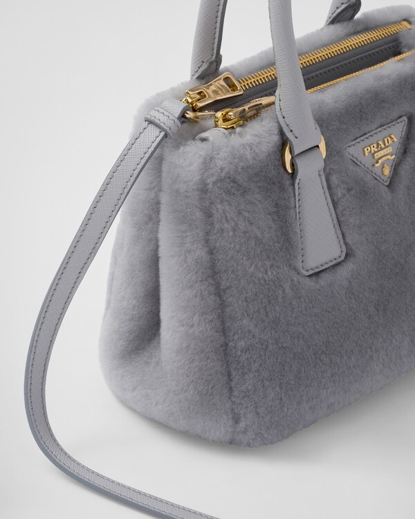Cornflower Prada Galleria Shearling Mini-bag | PRADA