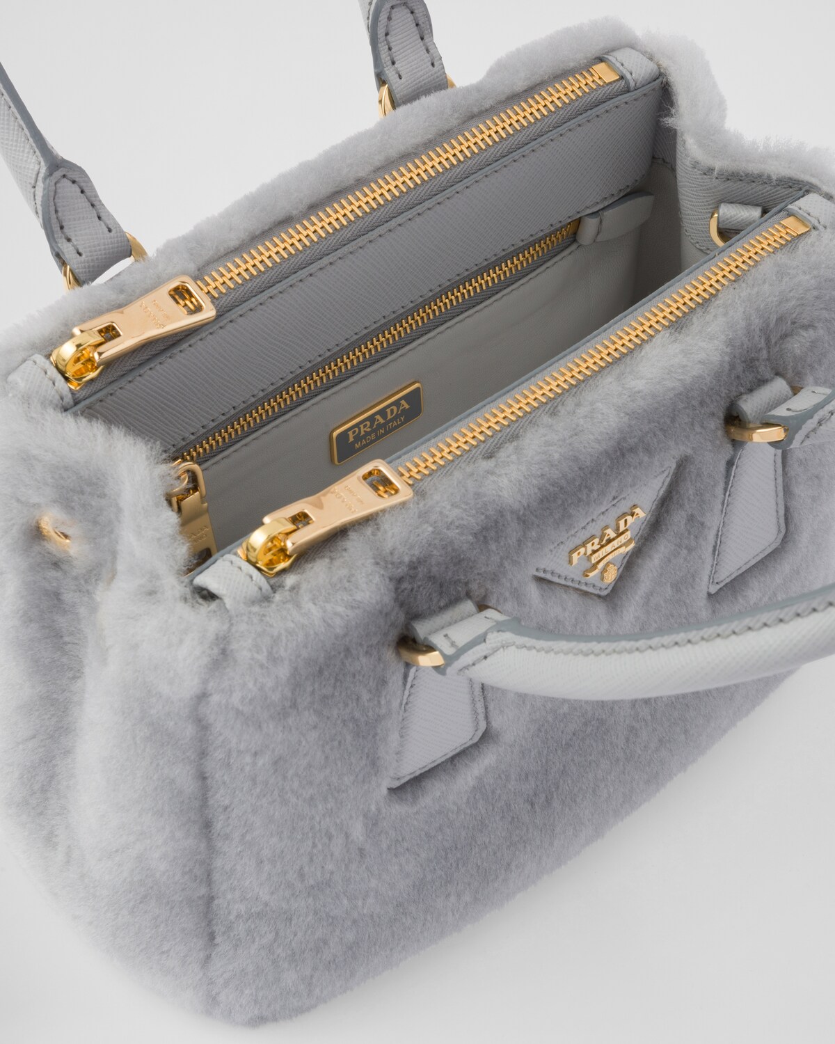 Cornflower Prada Galleria Shearling Mini-bag | PRADA