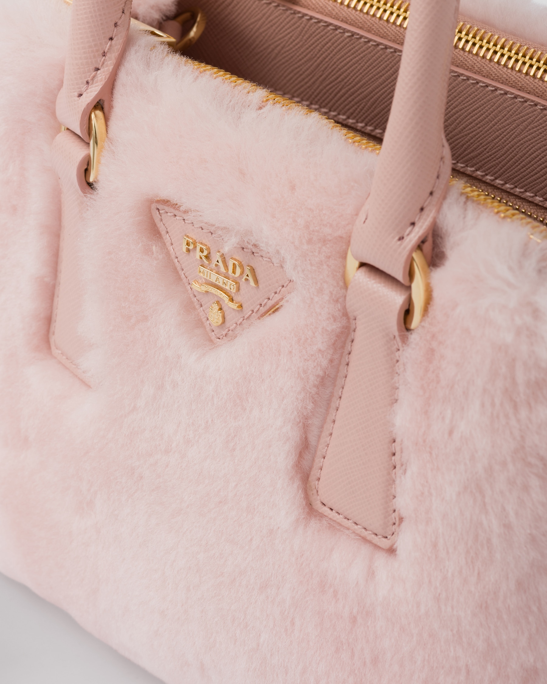 Orchid Pink Prada Galleria Shearling Mini-bag | PRADA