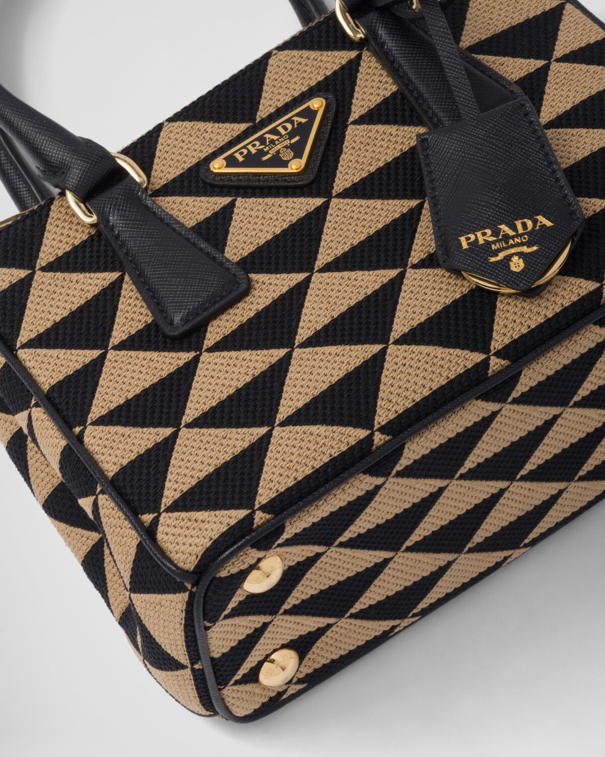 Black/beige Prada Symbole Embroidered Fabric Mini Bag | PRADA