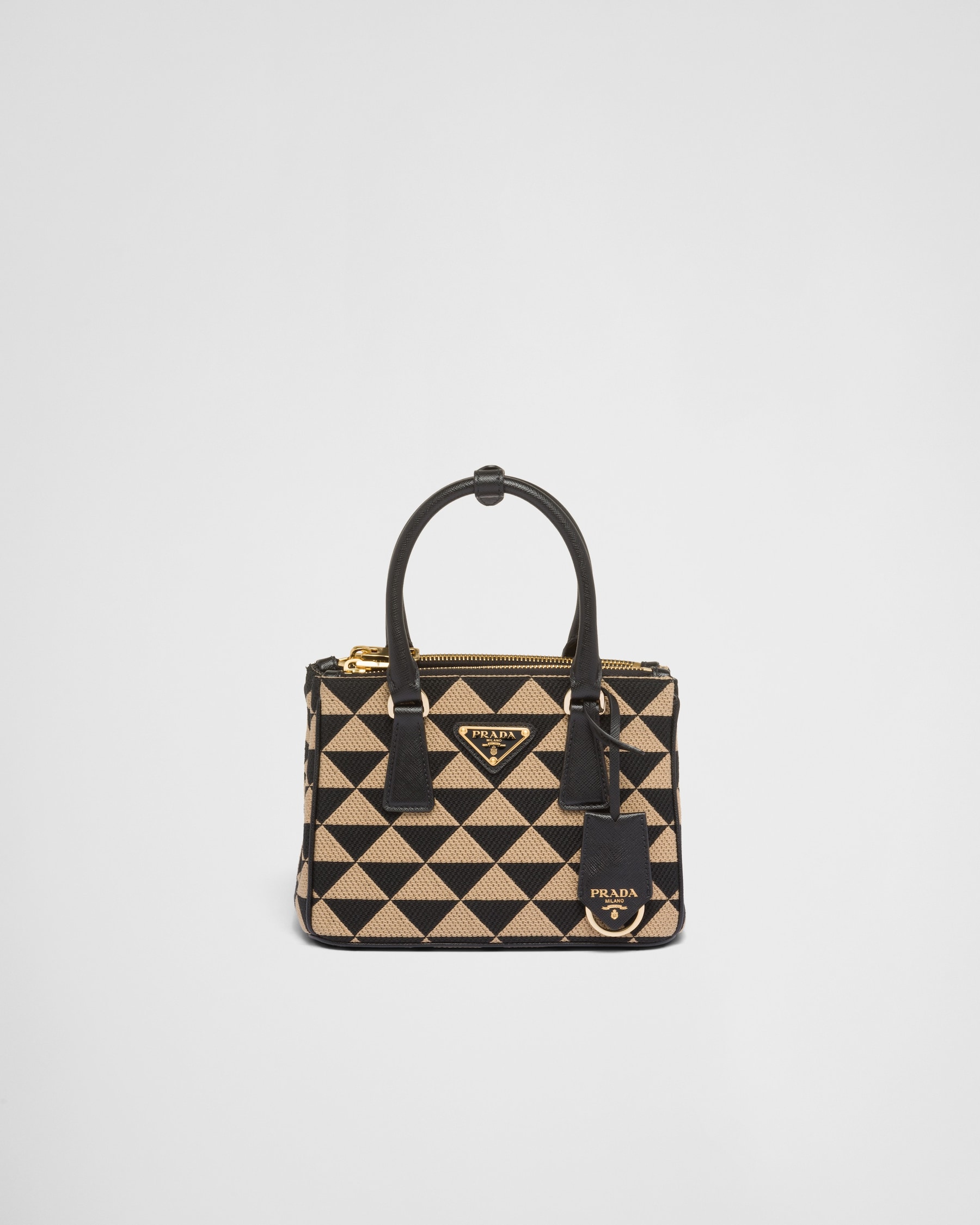 Black/beige Prada Symbole Embroidered Fabric Mini Bag | PRADA