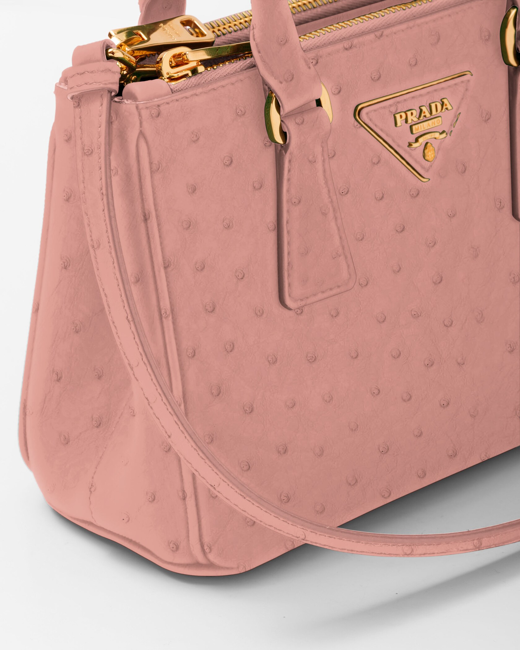Petal Pink Prada Galleria Ostrich Leather Mini-bag | PRADA
