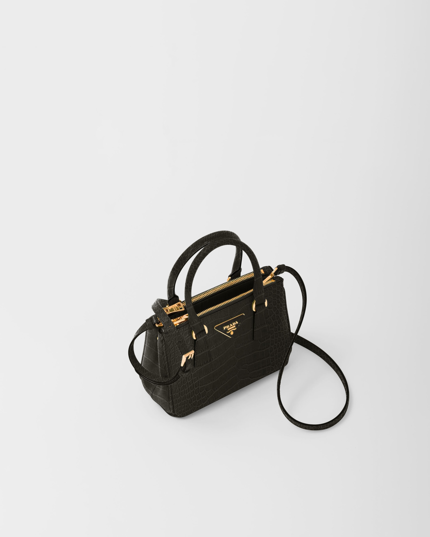 Black Prada Galleria Crocodile Leather Mini-bag | PRADA