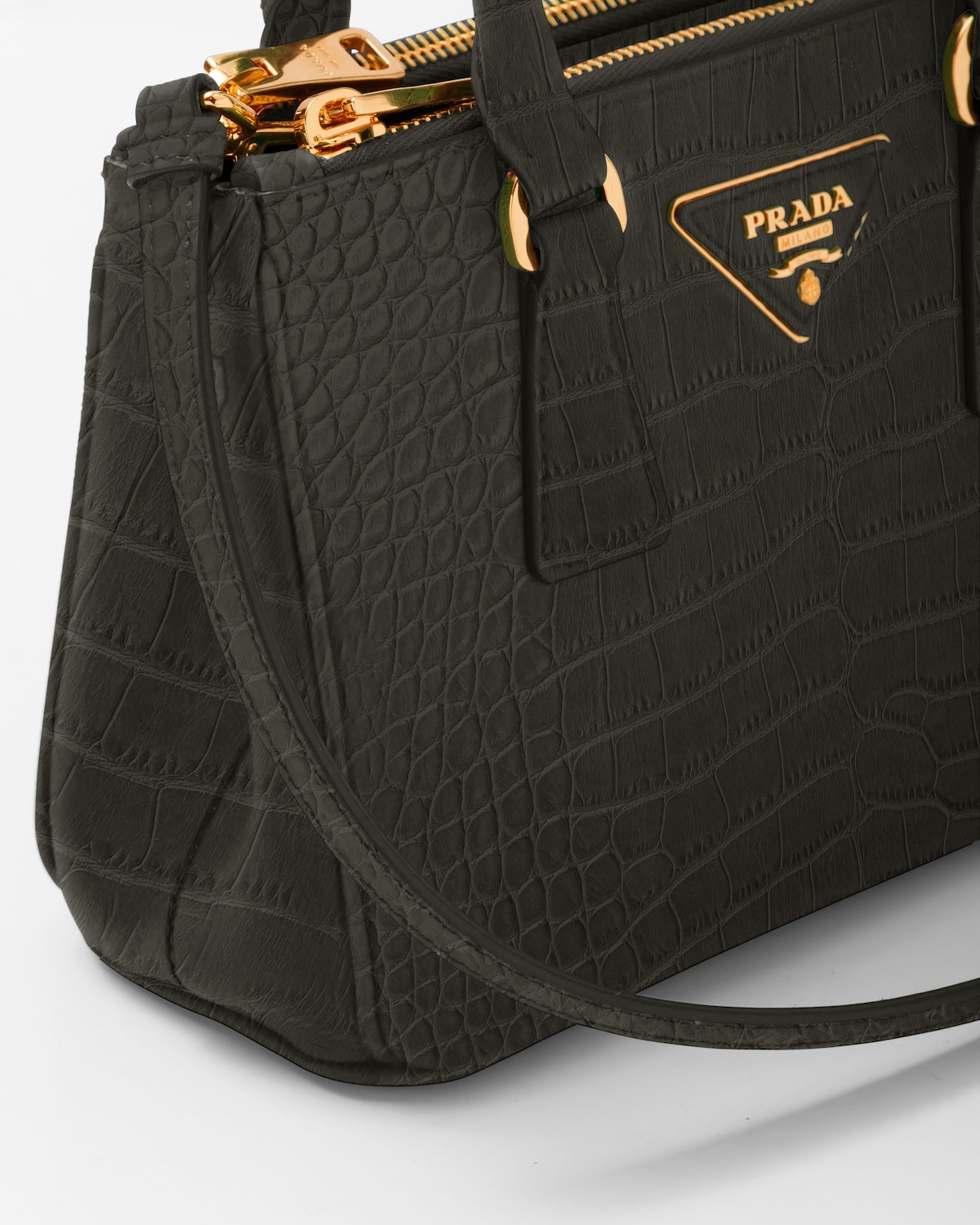 Black Prada Galleria Crocodile Leather Mini-bag | PRADA