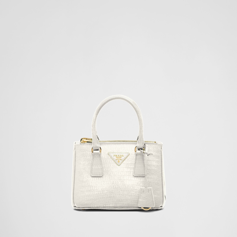 White Prada Galleria lizard skin mini-bag | Prada