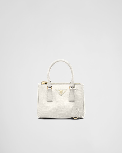 White Prada Galleria lizard skin mini-bag | Prada