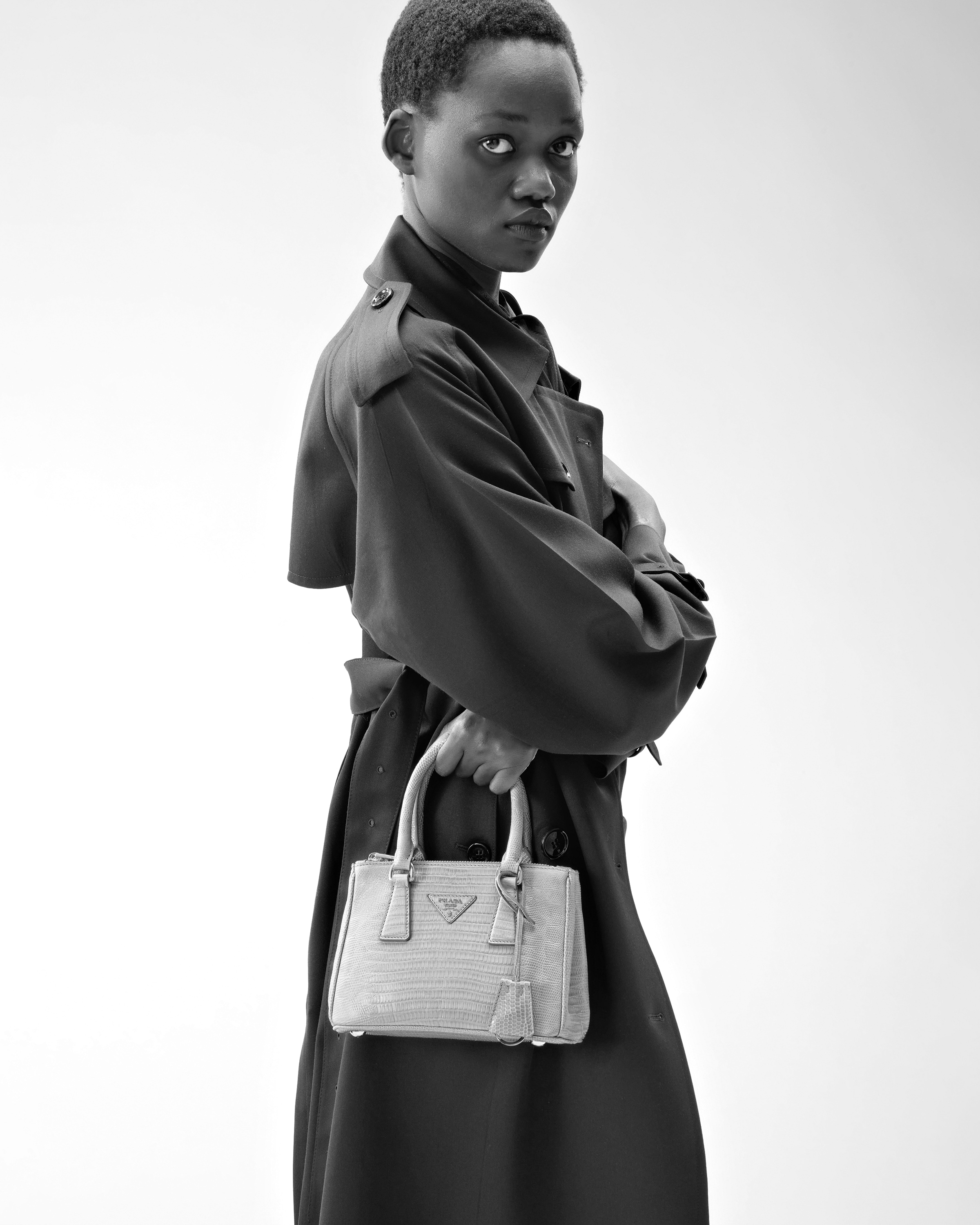 White Prada Galleria lizard skin mini-bag | Prada