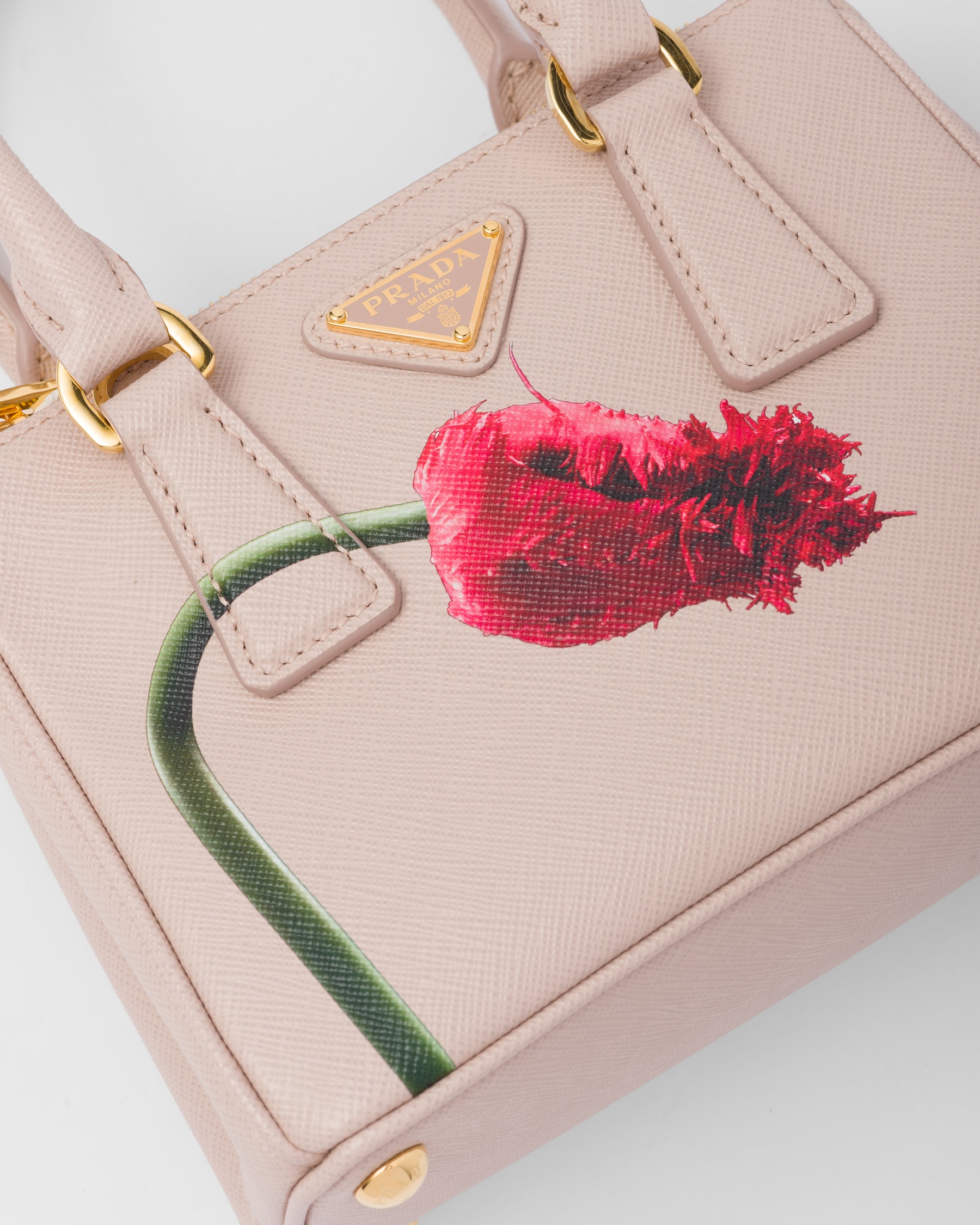 Water Lily Prada Galleria Floral-print Saffiano Leather Mini-bag | PRADA