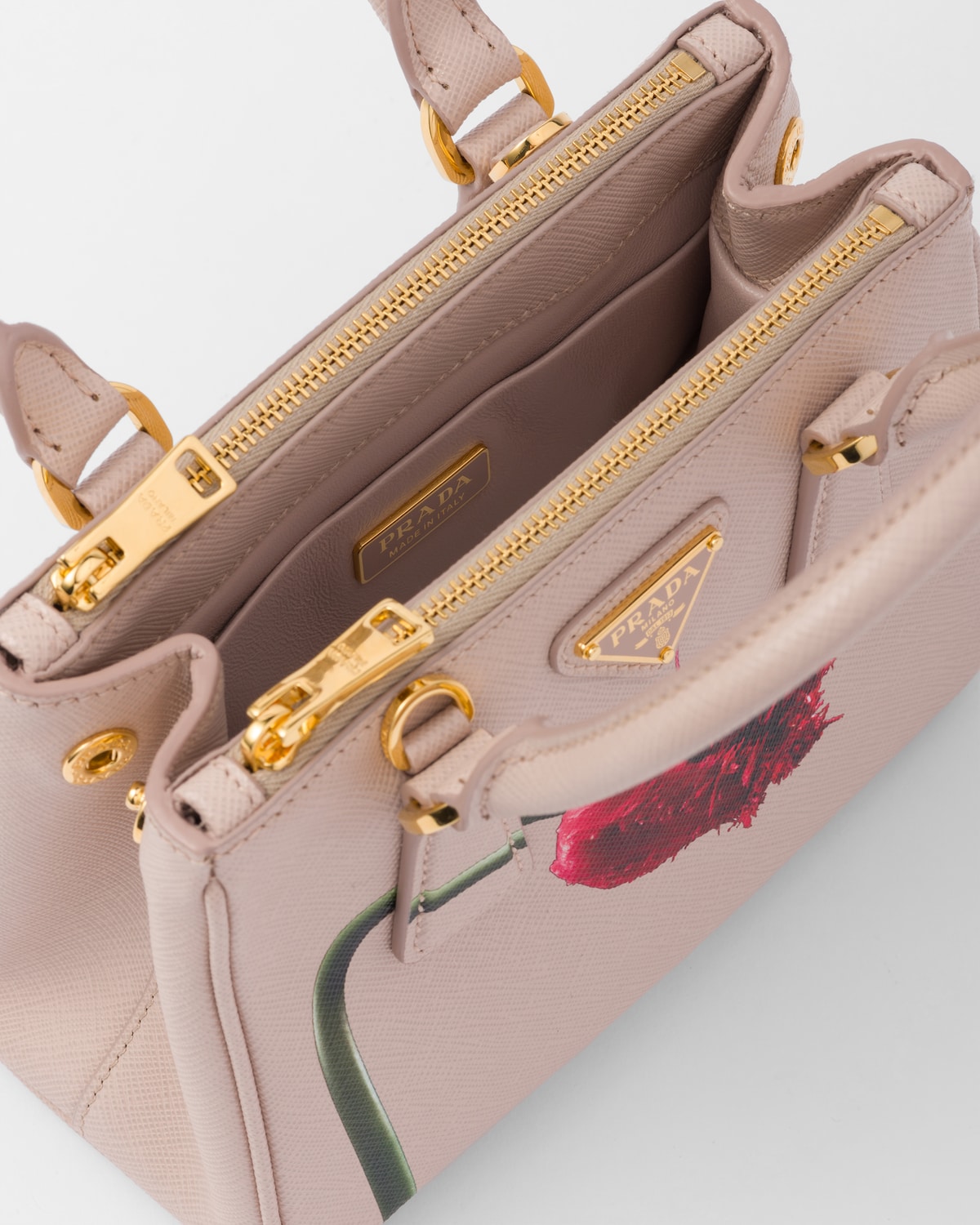 Water Lily Prada Galleria Floral-print Saffiano Leather Mini-bag | PRADA