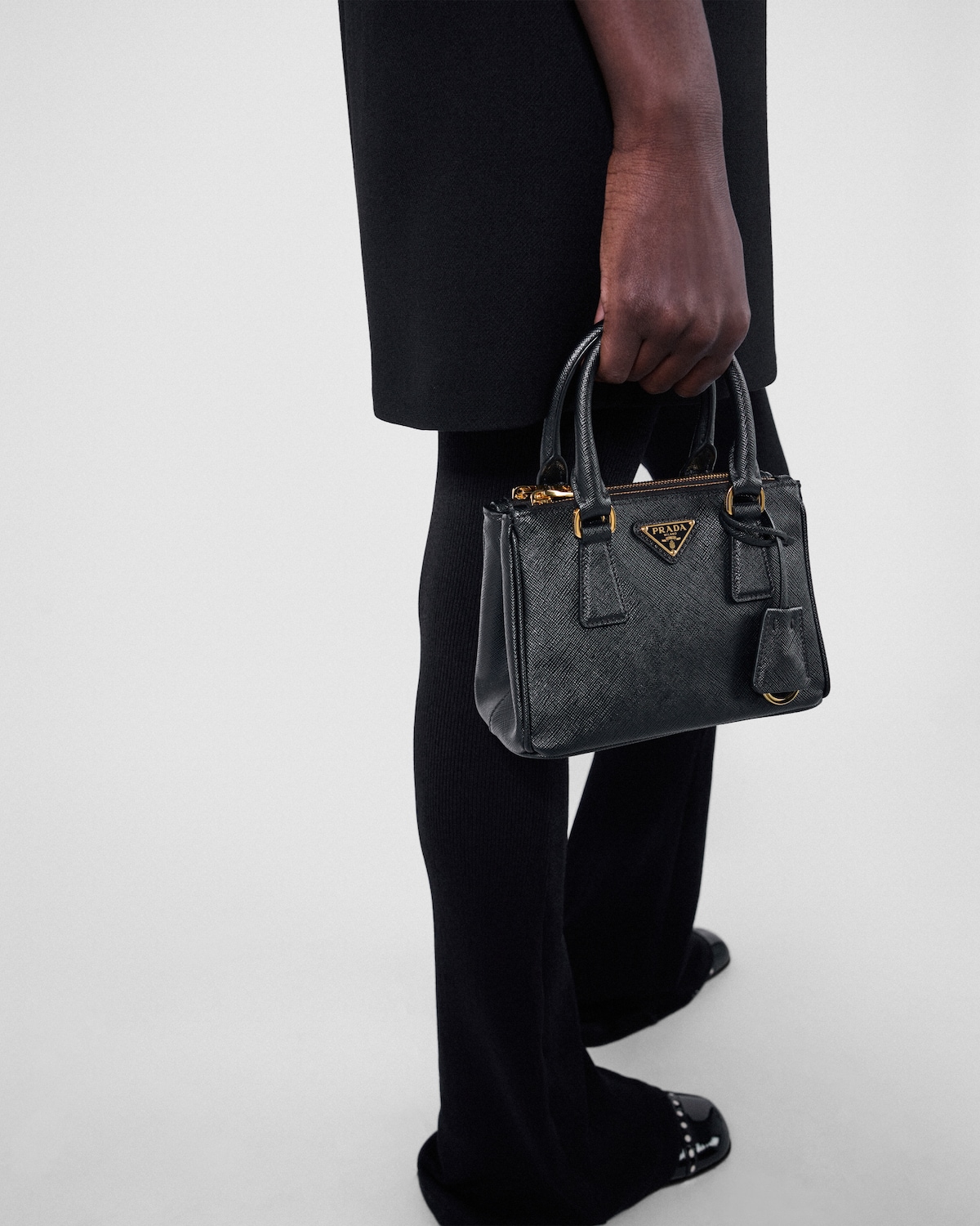 Black Prada Galleria Saffiano Leather Micro Bag | PRADA