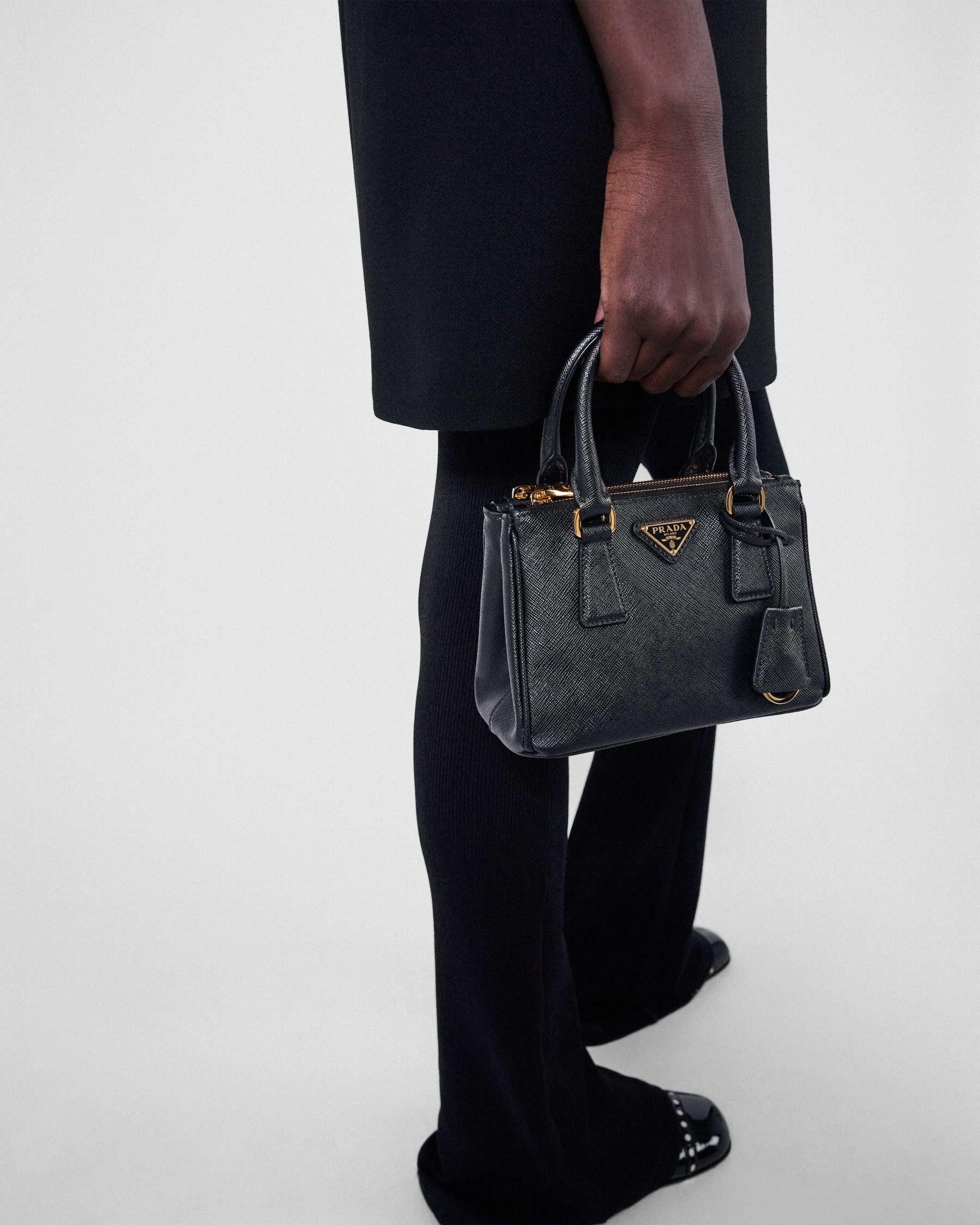 Black Prada Galleria Saffiano Leather Micro Bag | PRADA