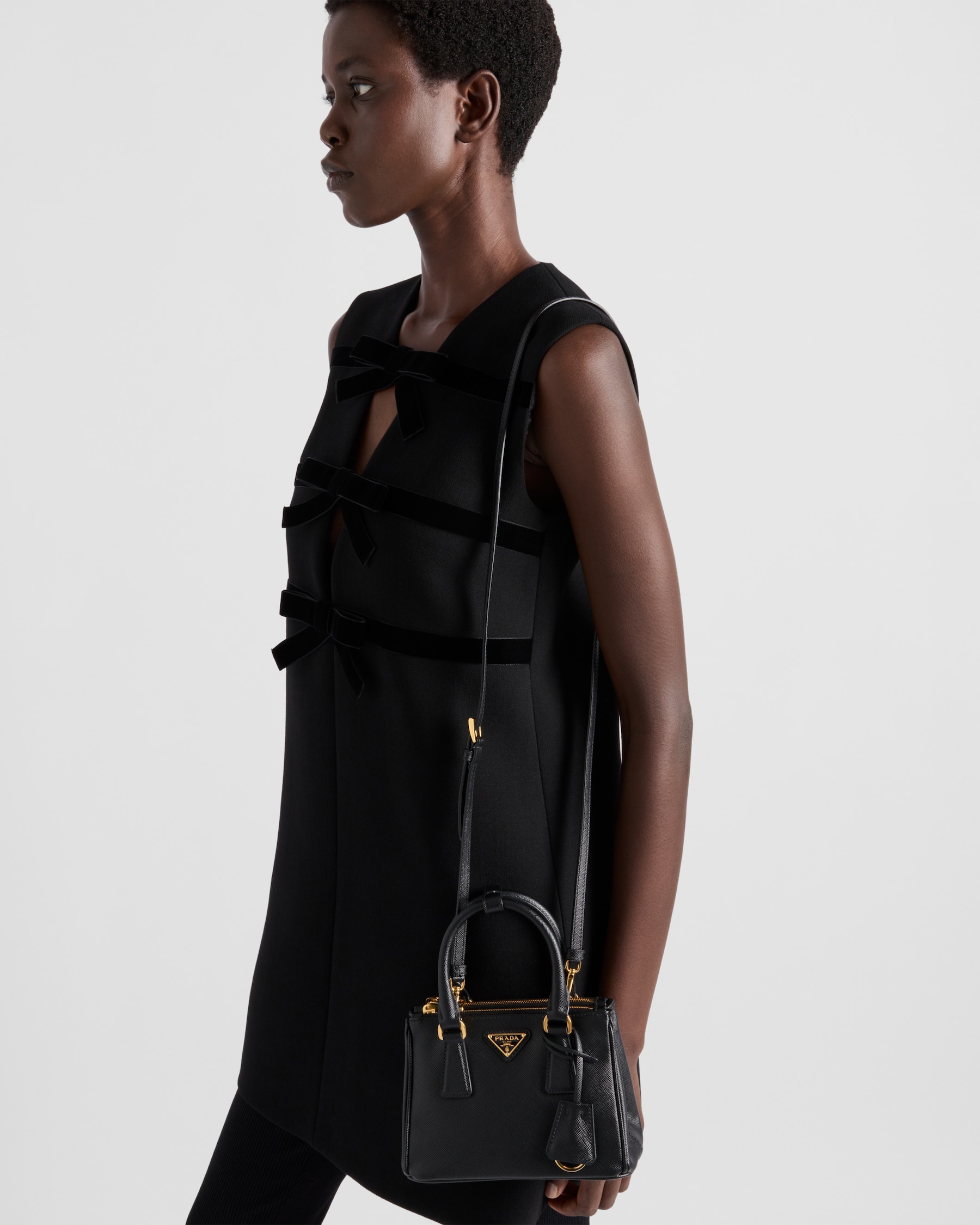 Black Prada Galleria Saffiano Leather Micro Bag | PRADA