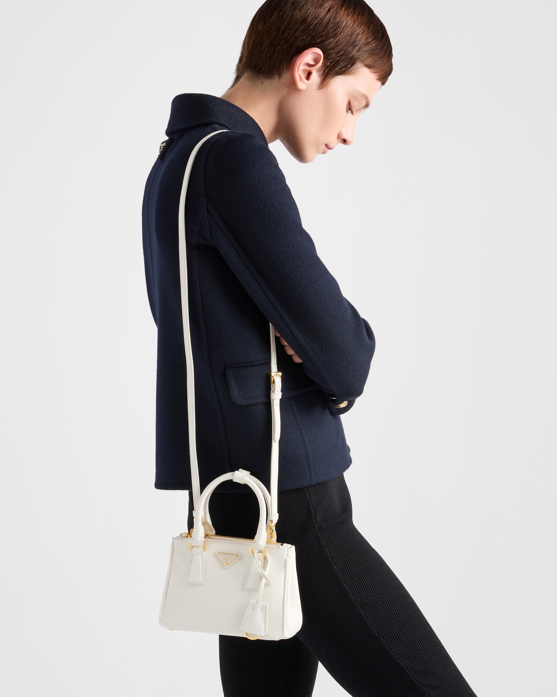 White Prada Galleria Saffiano Leather Micro Bag | PRADA