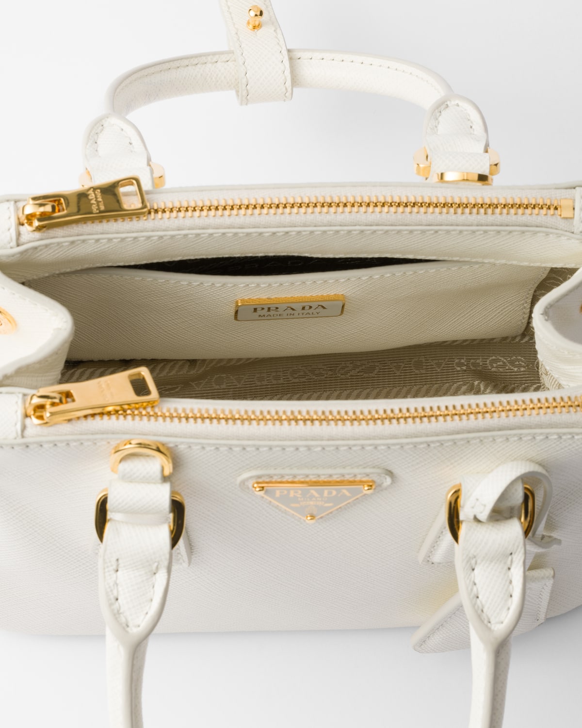 White Prada Galleria Saffiano Leather Micro Bag | PRADA