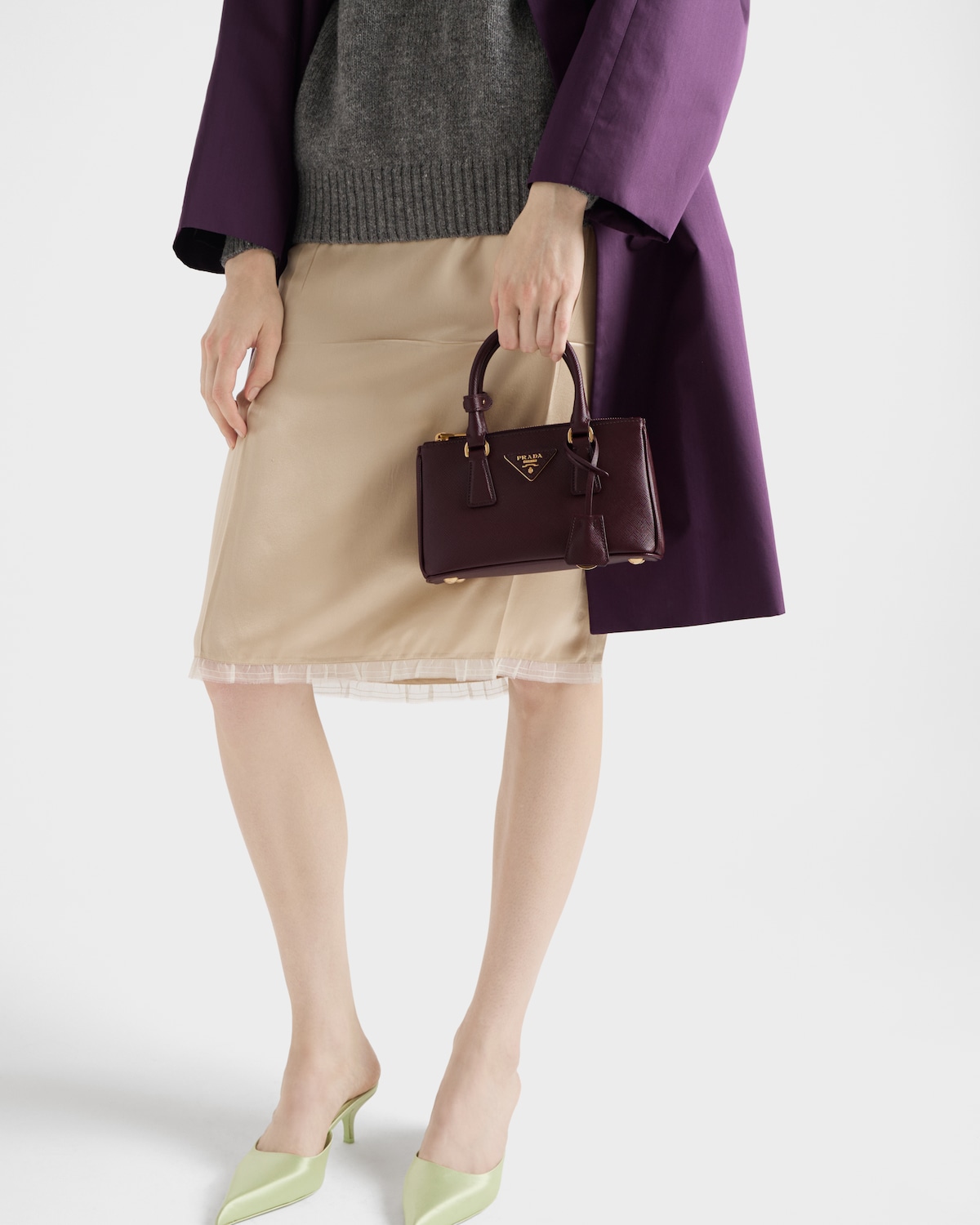 Burgundy Prada Galleria Mini Saffiano Leather Bag | PRADA