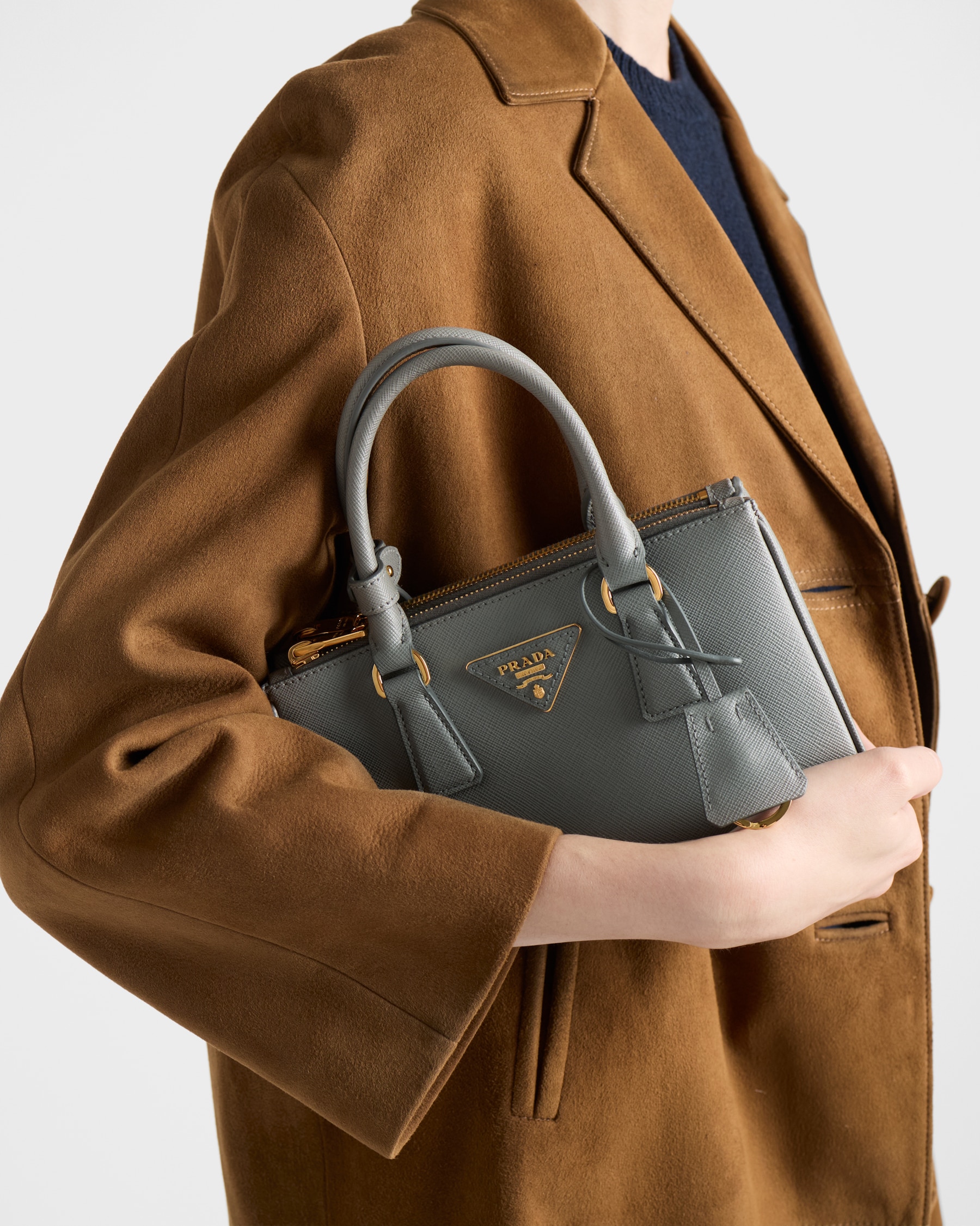 Slate Gray Prada Galleria Mini Saffiano Leather Bag | PRADA