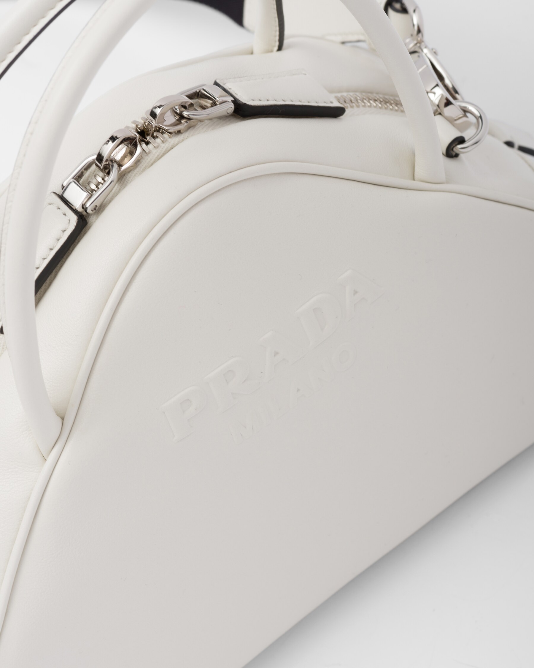 Bolsa De Mão Em Couro Branco | PRADA