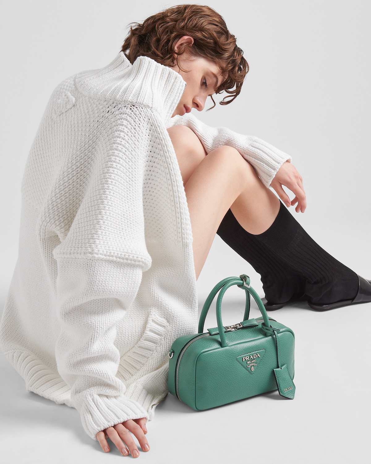 Sage Leather Top-handle Bag | PRADA