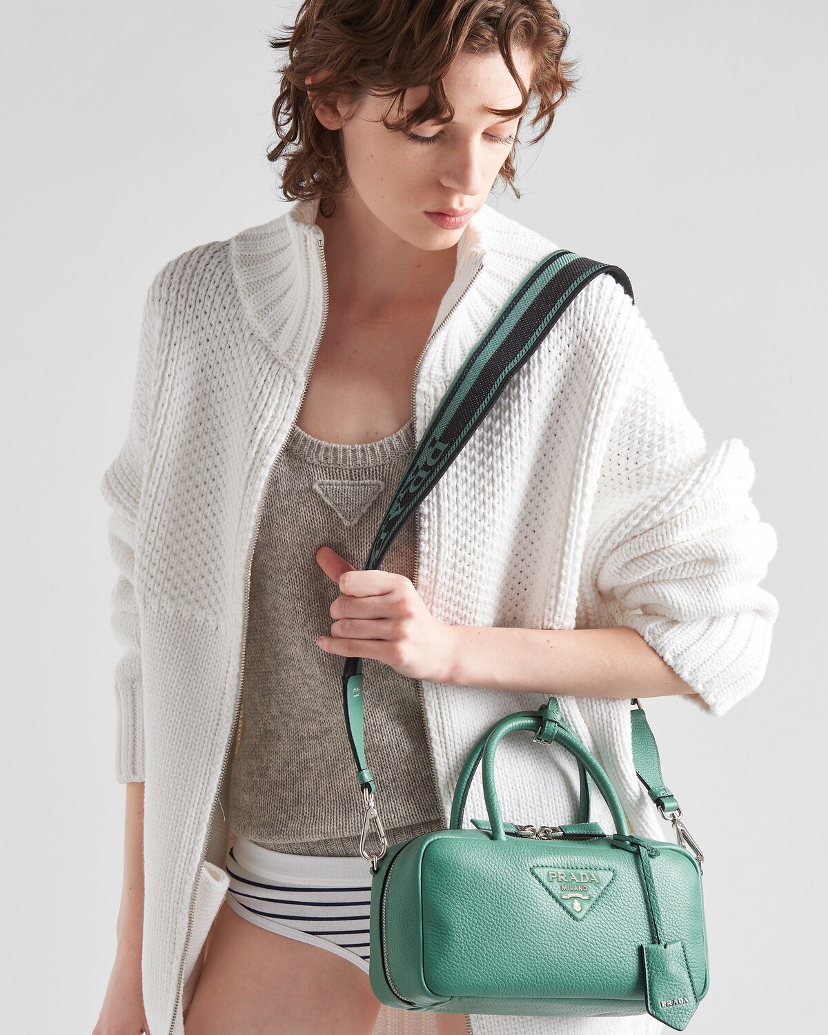 Sage Leather Top-handle Bag | PRADA