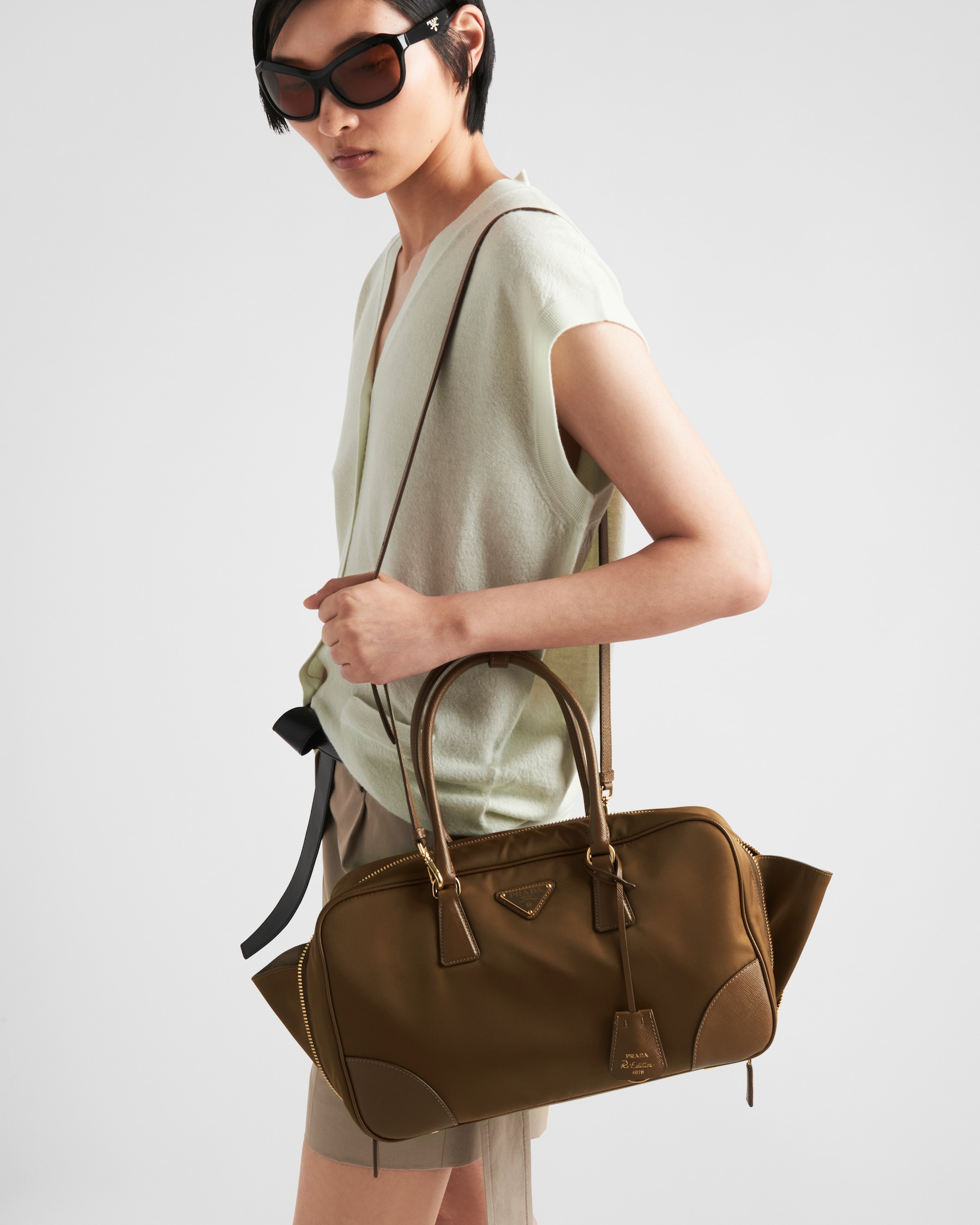 Cork Beige Prada Re-edition 1978 Large Re-nylon And Saffiano Leather ...