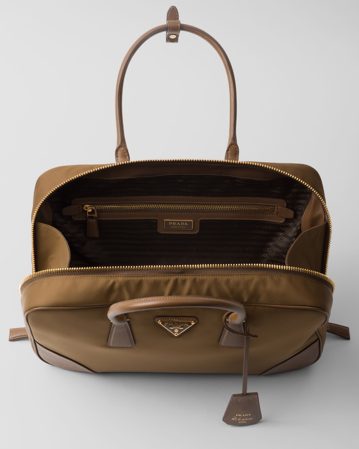 Cork Beige Prada Re-edition 1978 Large Re-nylon And Saffiano Leather ...