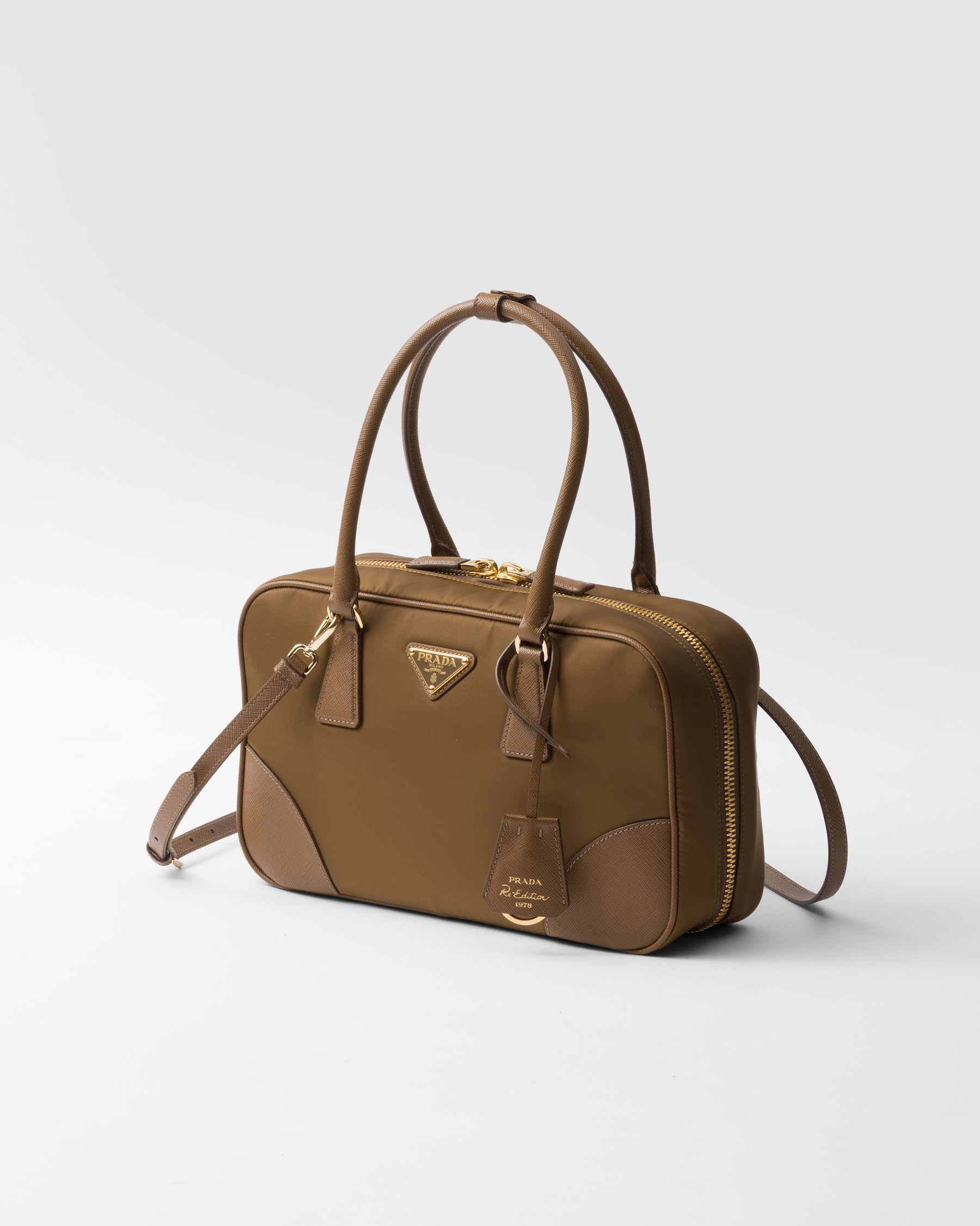 Cork Beige Prada Re-edition 1978 Medium Re-nylon And Saffiano Leather ...