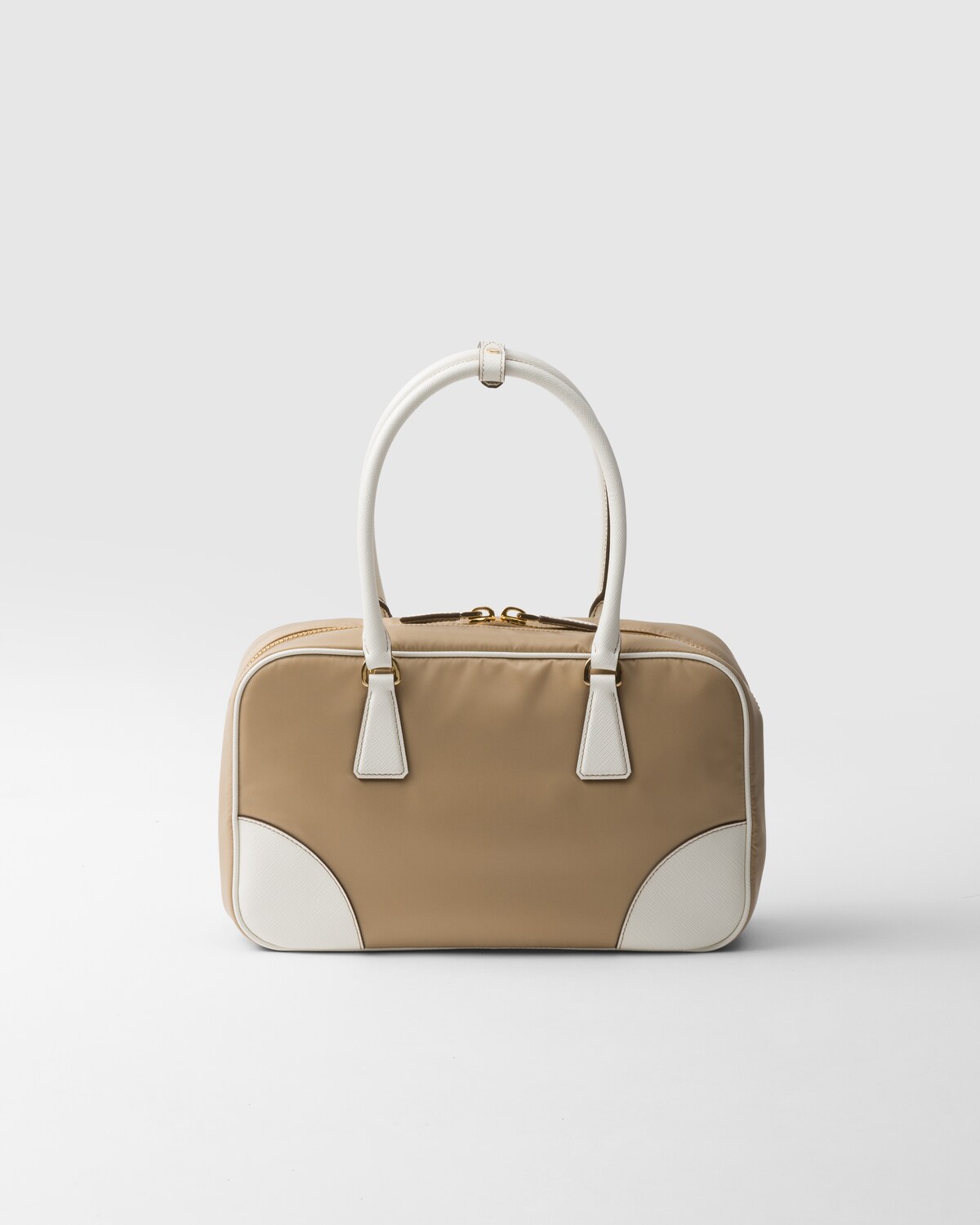 Camel/white Prada Re-edition 1978 Medium Re-nylon And Saffiano Leather ...