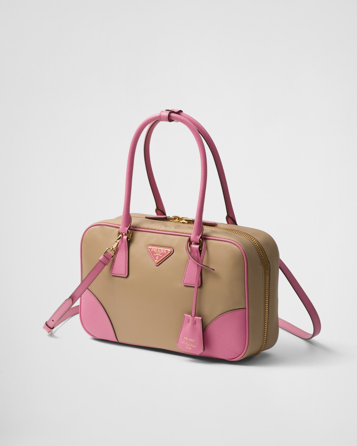 Camel/begonia Prada Re-edition 1978 Medium Re-nylon And Saffiano ...