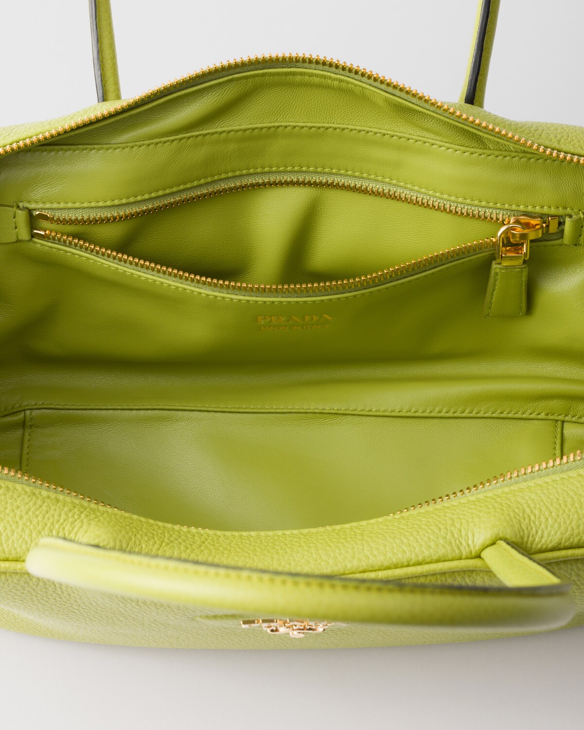 Lawn Green Medium Leather Top-handle Bag | PRADA