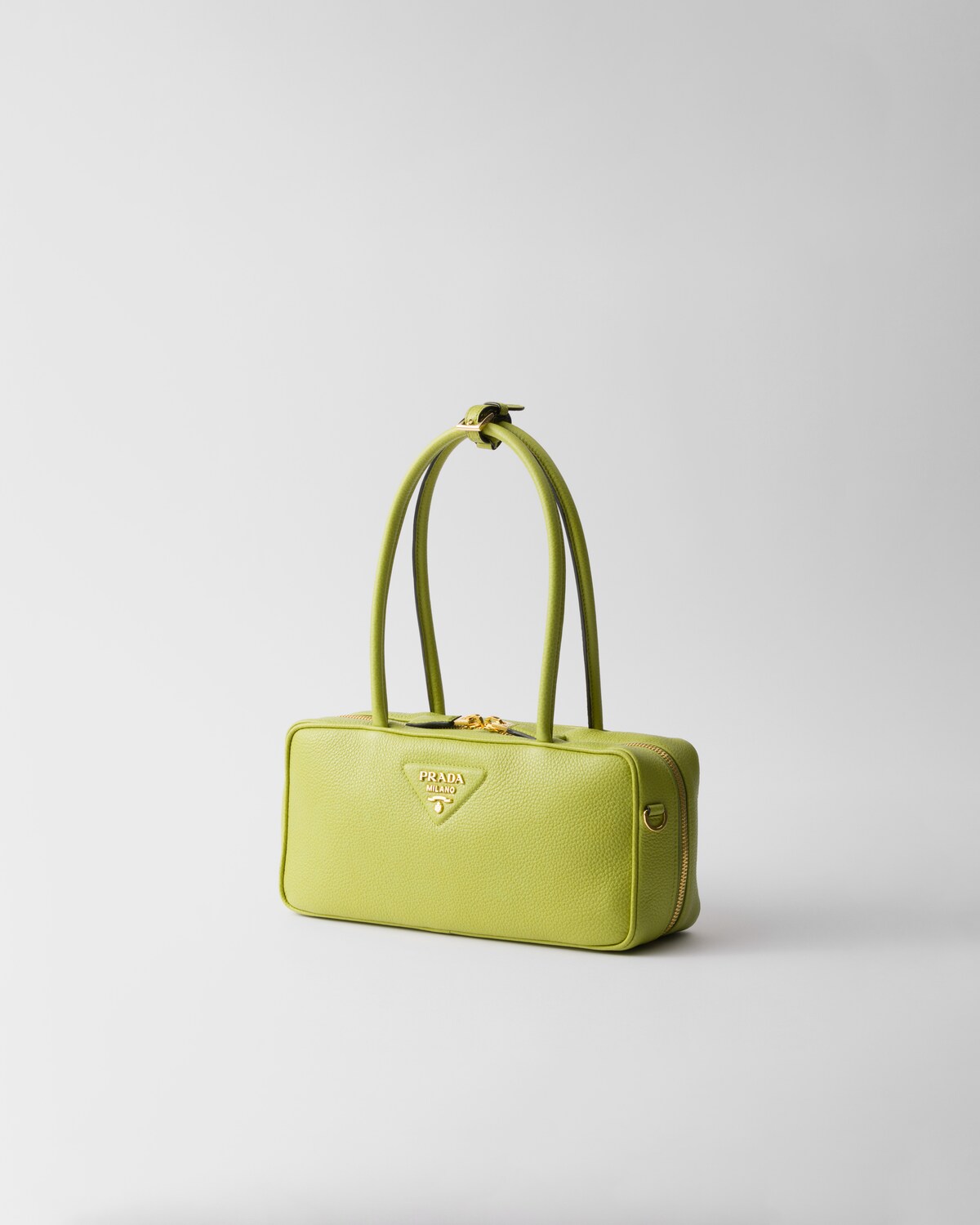 Lawn Green Medium Leather Top-handle Bag | PRADA