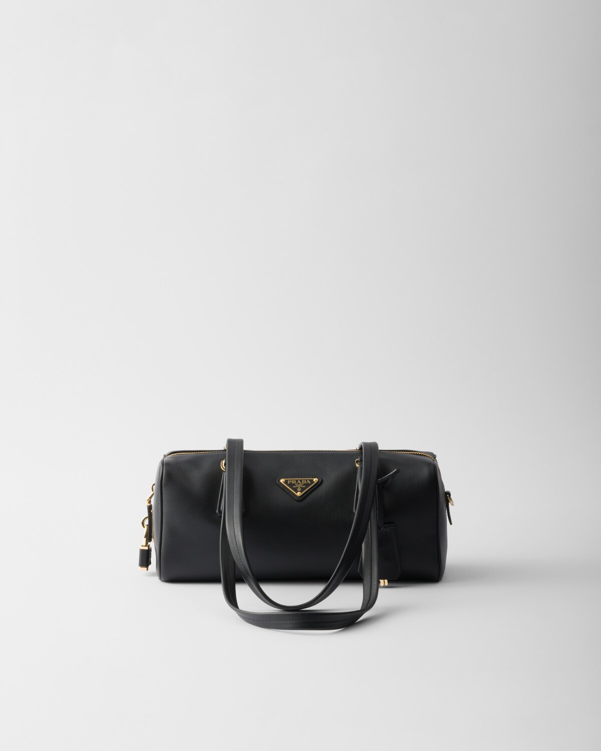 Black Medium Leather Top-handle Bag With Padlock | PRADA
