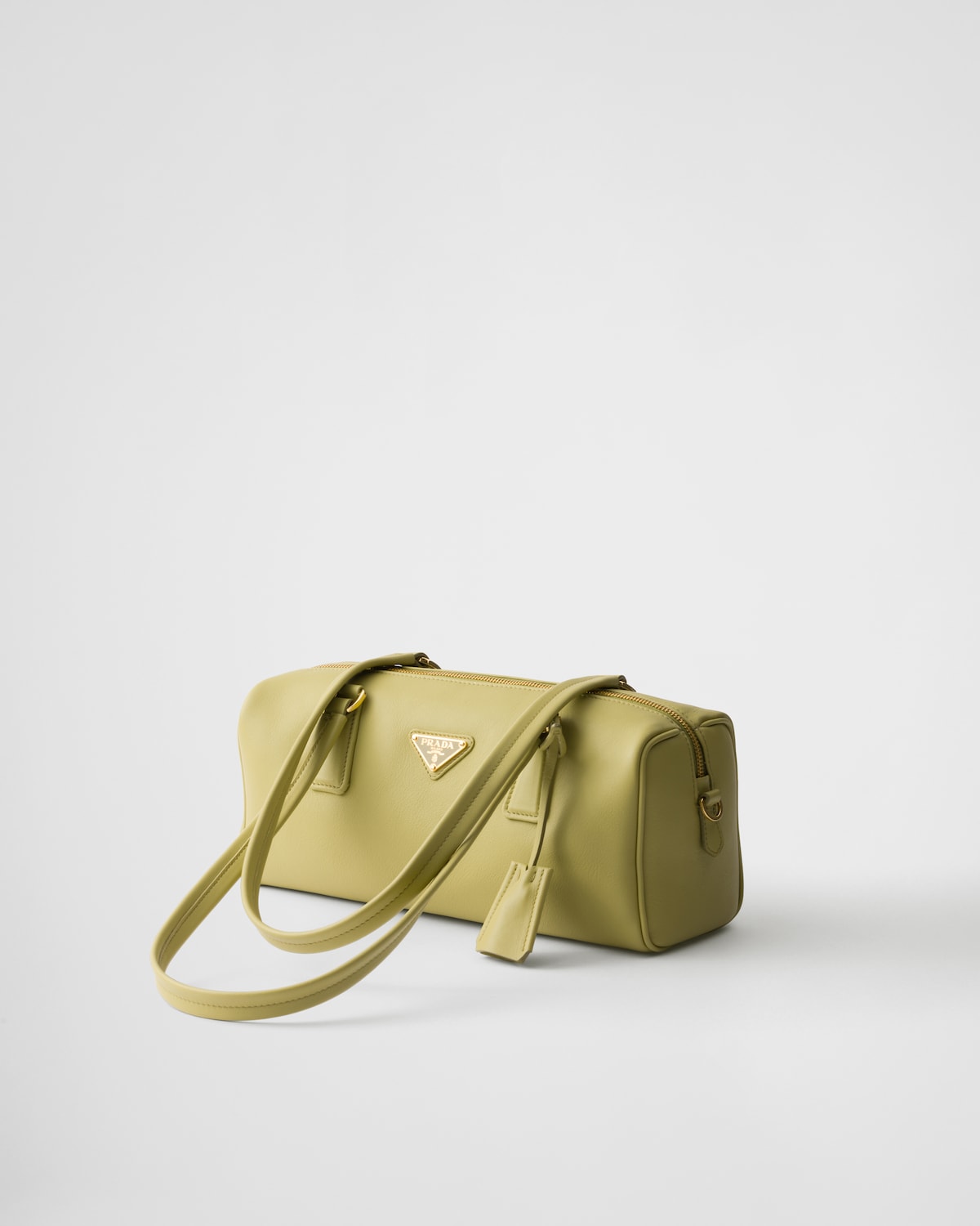 Pistachio Green Medium Leather Top-handle Bag With Padlock | PRADA